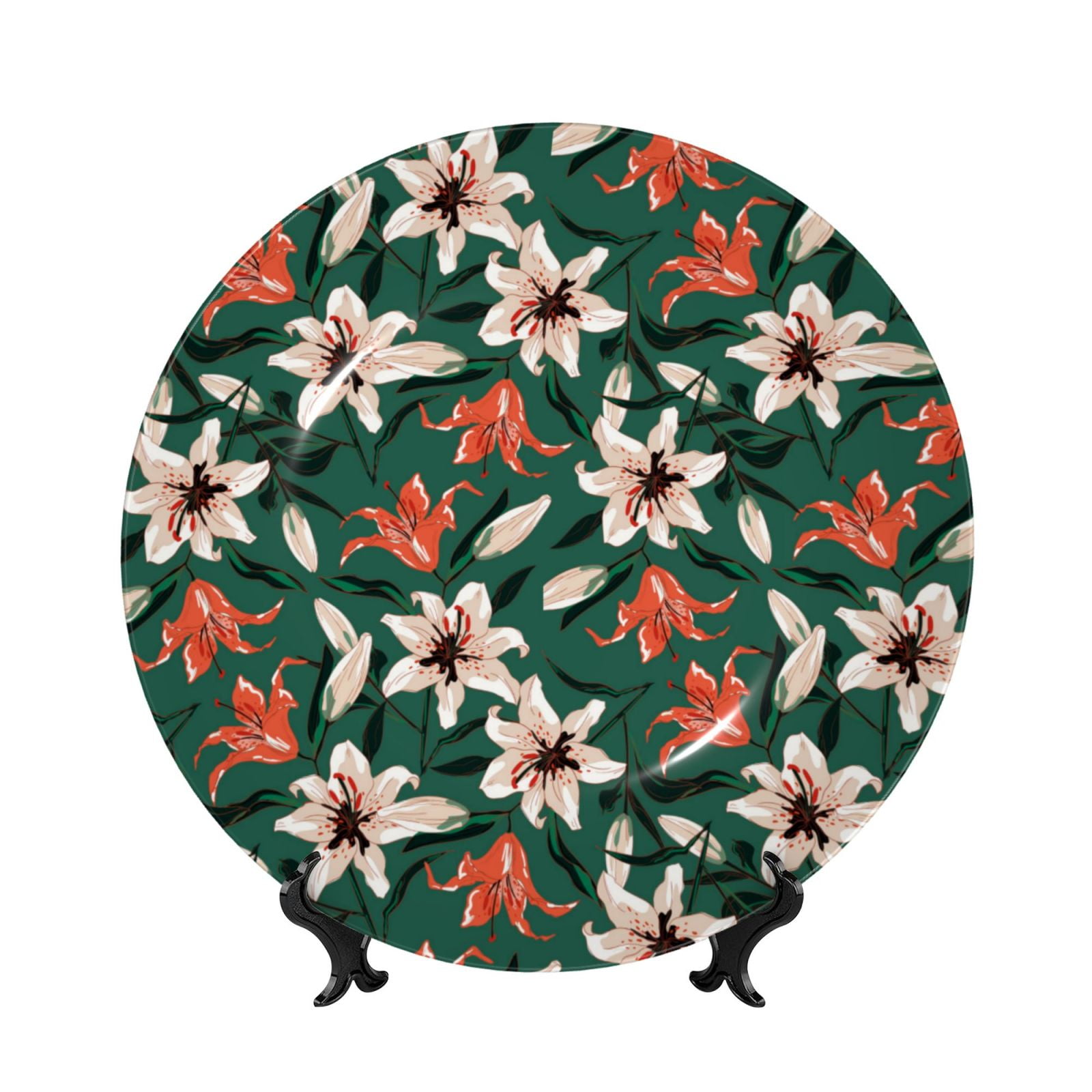 Balery Lilies Flowers Print Bone China Decorative Plate Ceramic Dinner ...