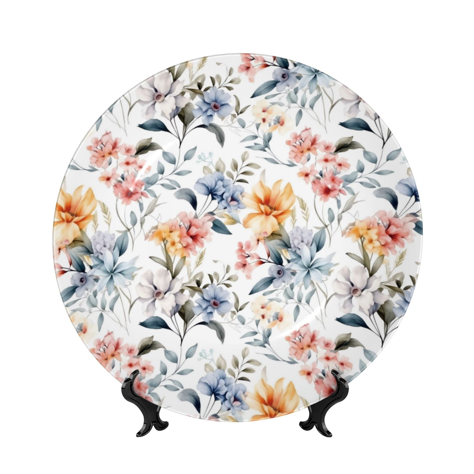 Balery Lilies Flowers Print Bone China Decorative Plate Ceramic Dinner ...