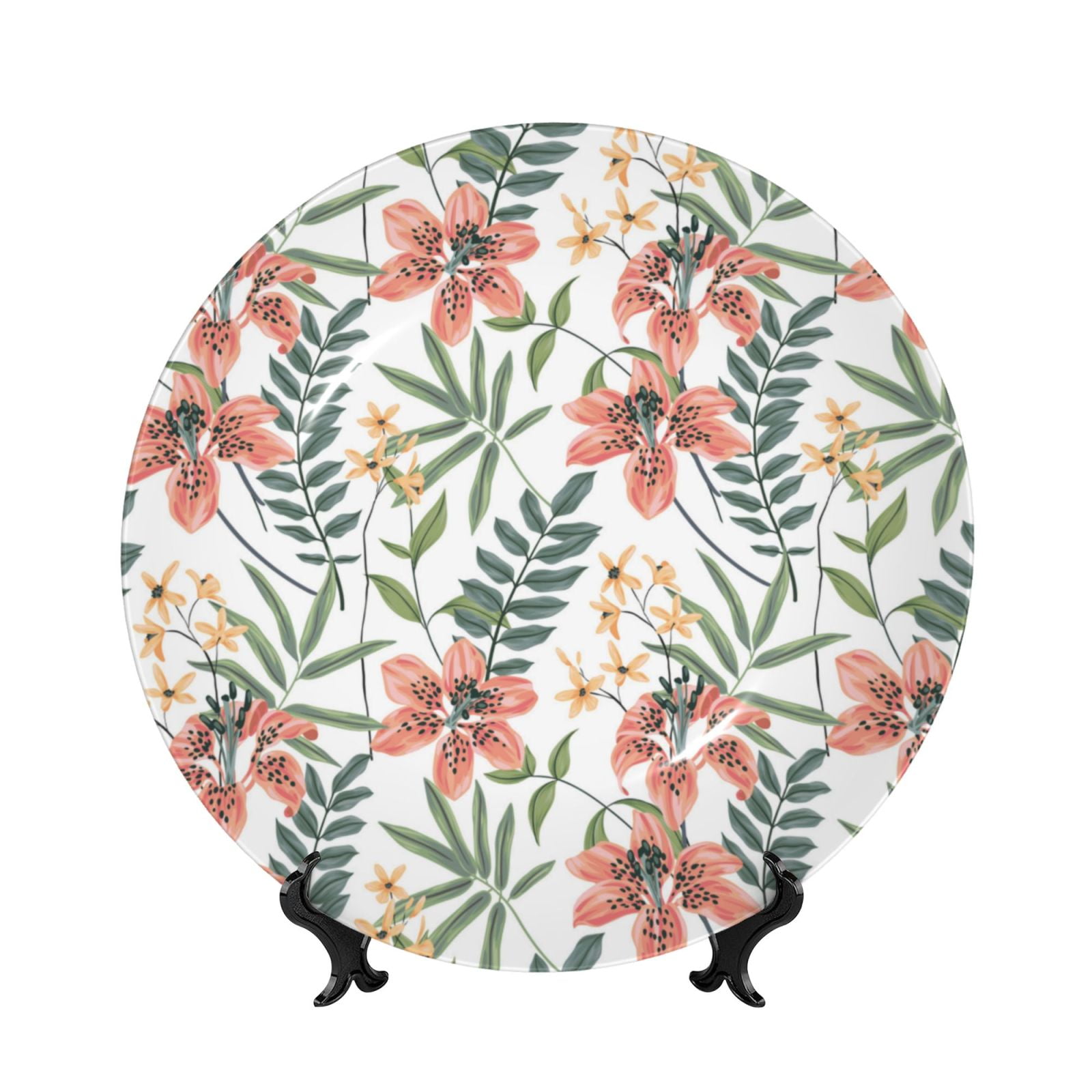 Balery Lilies Flowers Print Bone China Decorative Plate Ceramic Dinner ...