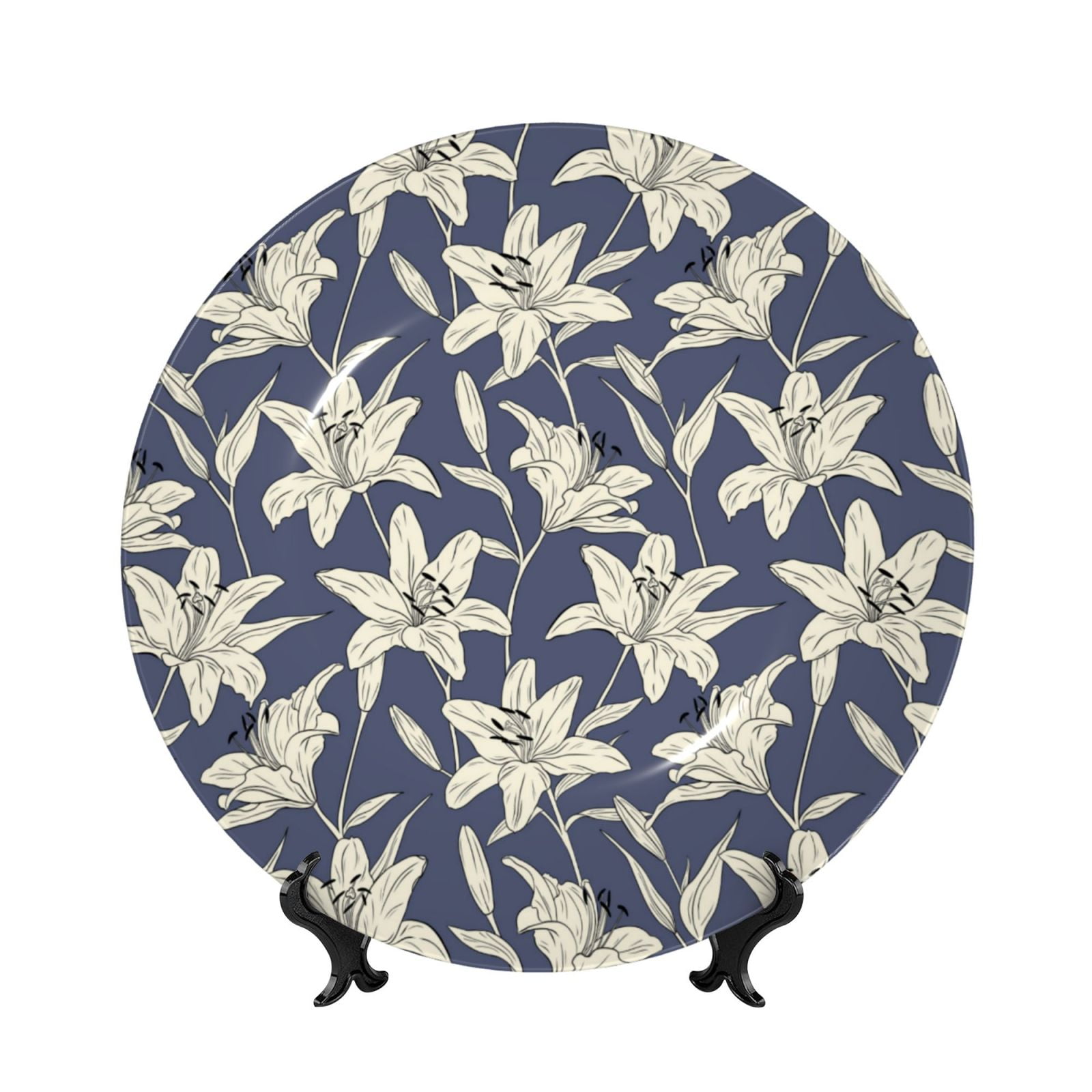 Balery Lilies Flowers Print Bone China Decorative Plate Ceramic Dinner ...