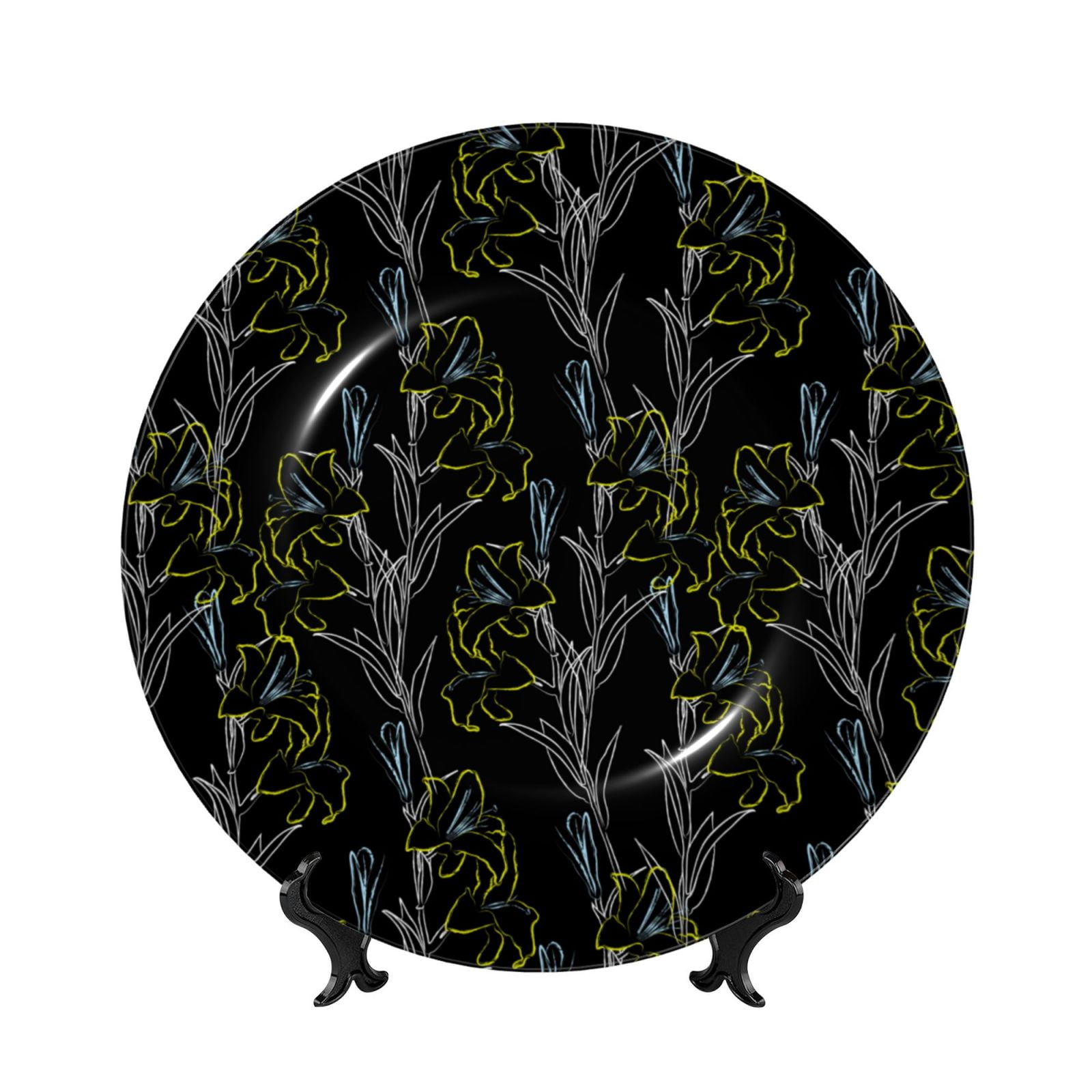 Balery Lilies Flowers Print Bone China Decorative Plate Ceramic Dinner ...