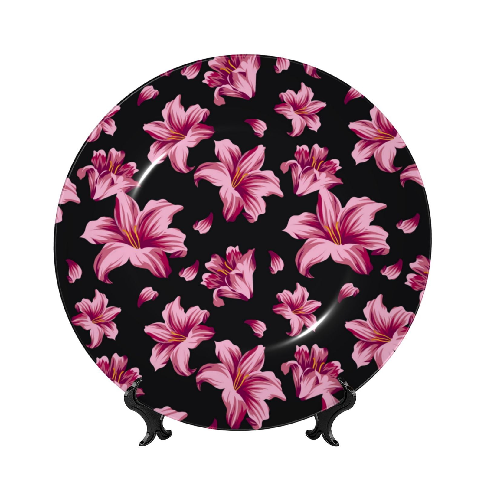 Balery Lilies Flowers Print Bone China Decorative Plate Ceramic Dinner ...