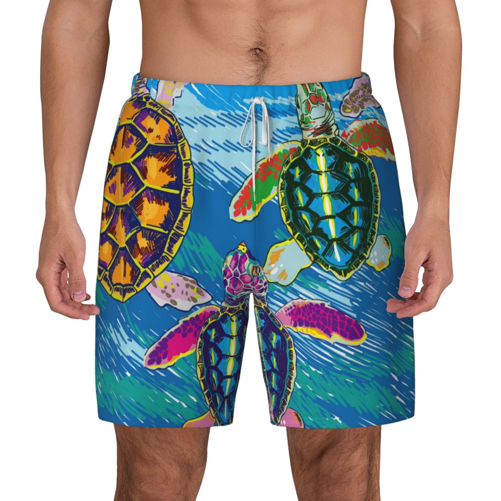 Balery Little Sea Turtles Mens Swim Trunks Swim Shorts for Men Quick ...