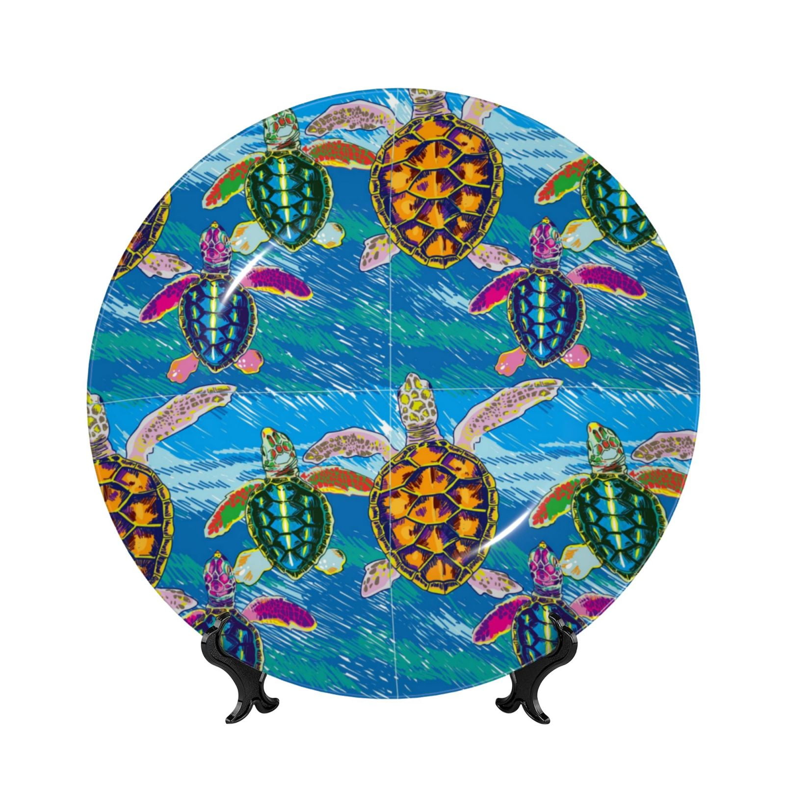 Balery Little Sea Turtles Print Bone China Decorative Plate Ceramic ...