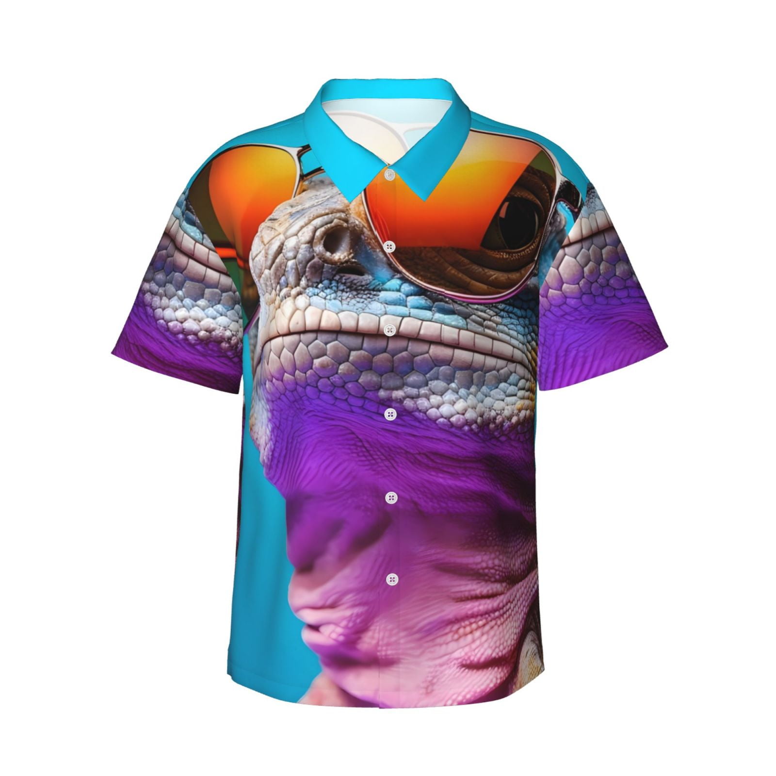 Balery Lizard With Sunglasses Colorful Print Men's Hawaiian Shirts ...
