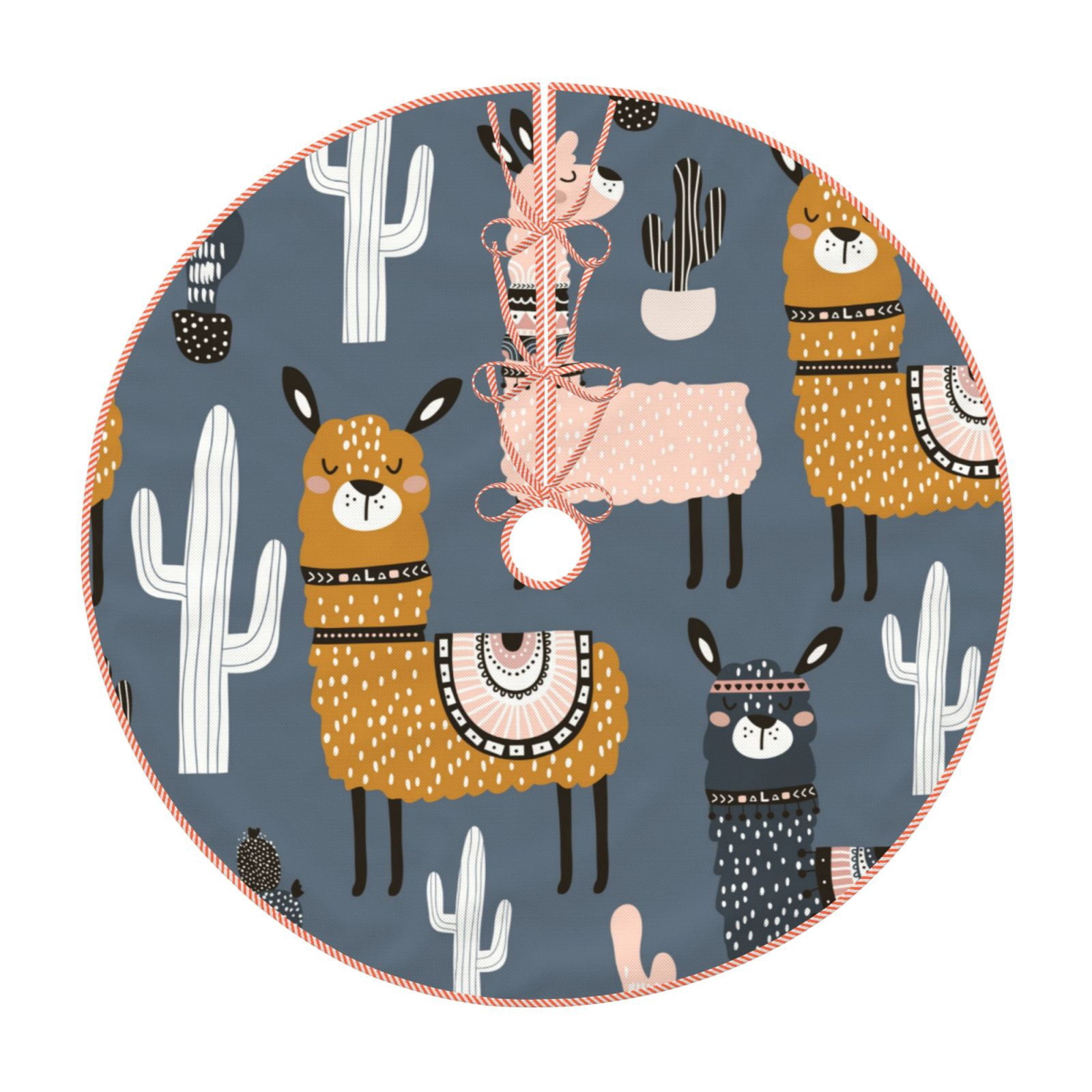 Balery Llama and Cactus Printed Christmas Tree Skirt , Merry Christmas ...