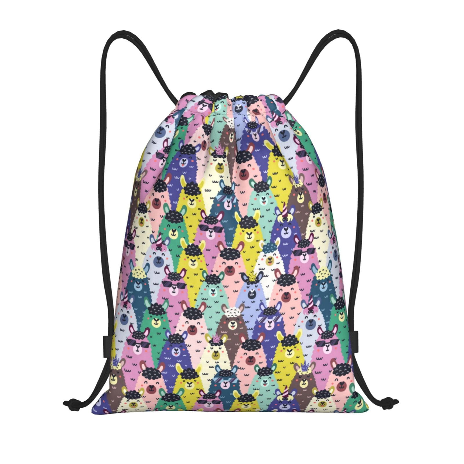 Balery Llamas Colorful Pattern Drawstring Backpack Bag Sport Gym ...