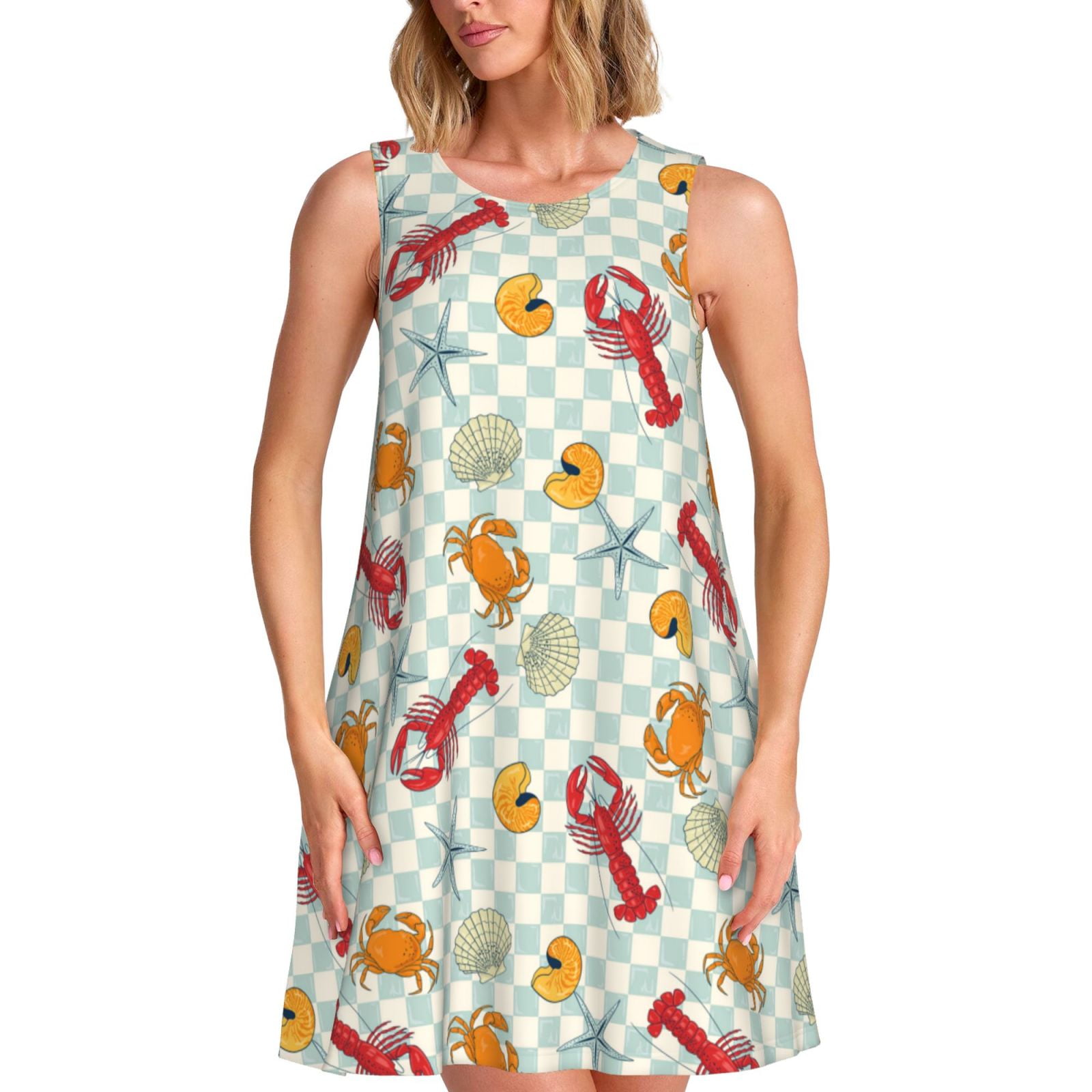 Balery Lobster Sea Shell Pattern Women’s Summer Dresses – Loose ...