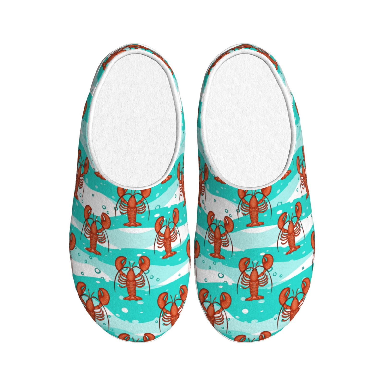 Balery Lobsters Of Turquoise Waves Pattern Women's Fuzzy Memory Foam ...