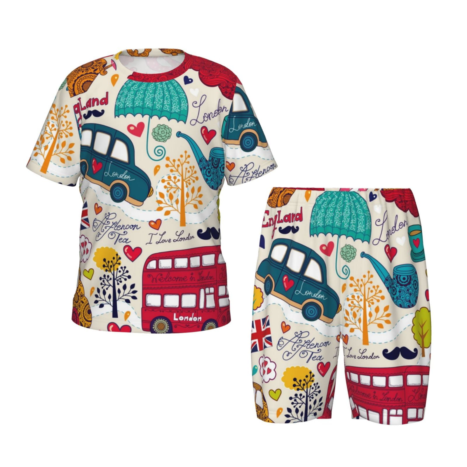 Balery London Symbols Pattern Kids’ Short-Sleeved Pajama Set – Soft Cotton Sleepwear ...