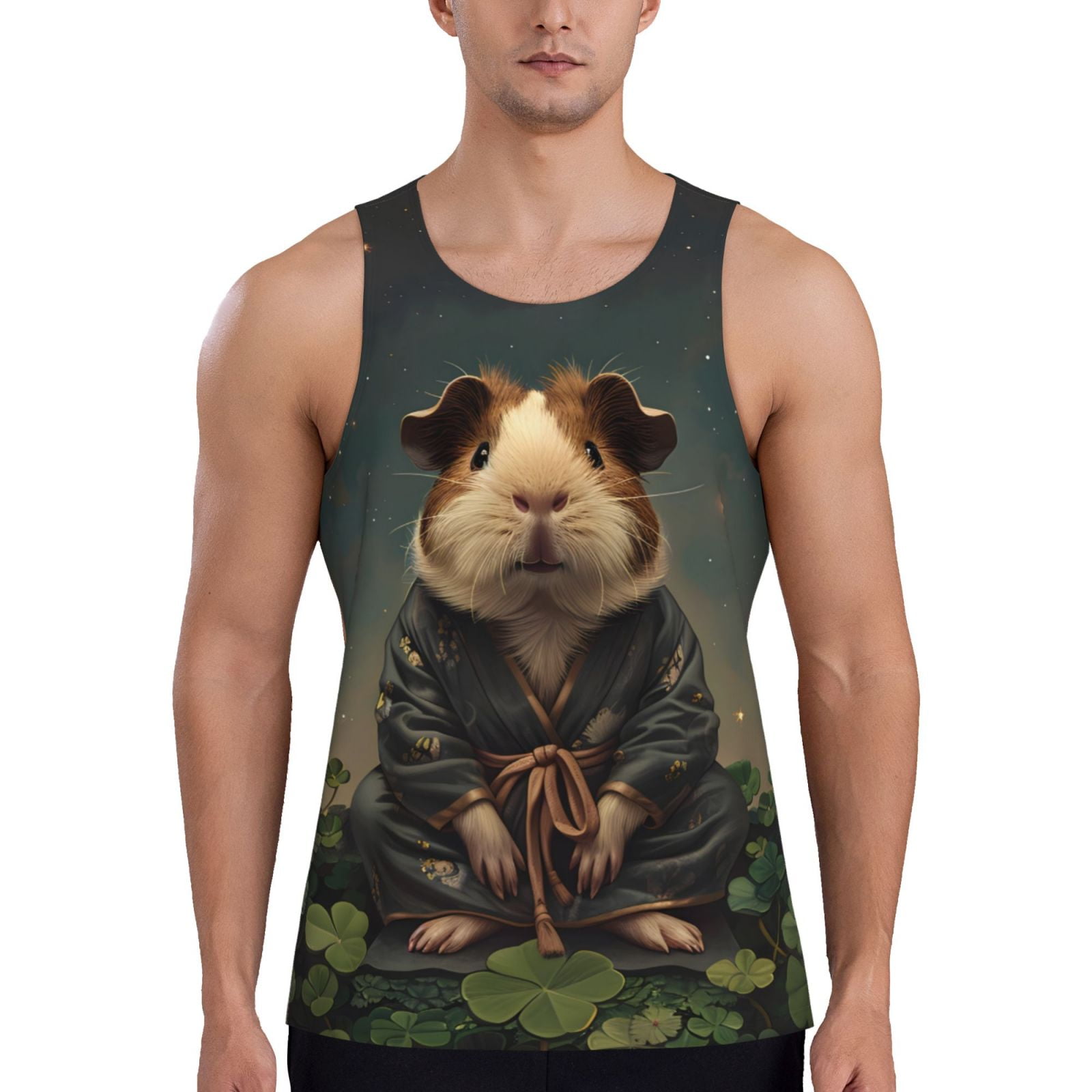 Balery Lotus Leaf Starry Sky Guinea Pig Pattern Men's Workout Tank Top ...