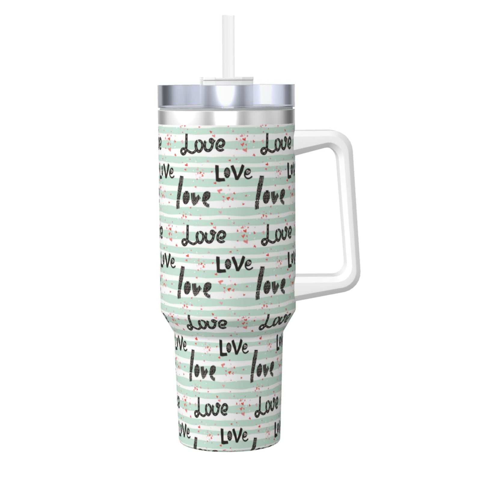 Balery Love lettering Pattern 40oz Stainless Steel Tumbler Double Wall ...