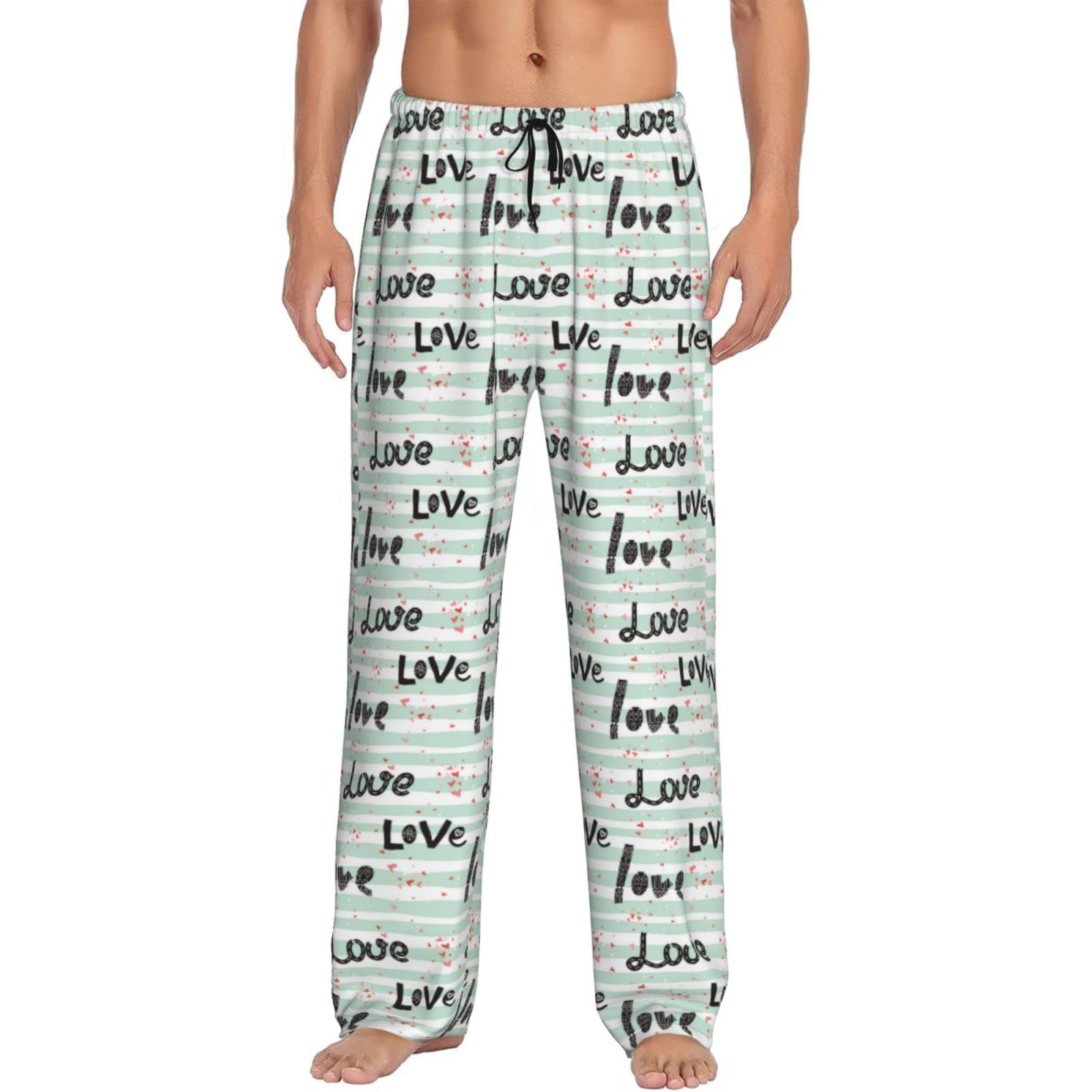 Balery Love lettering print Men's Pajama Pants,Ultra Lightweight Pjs ...