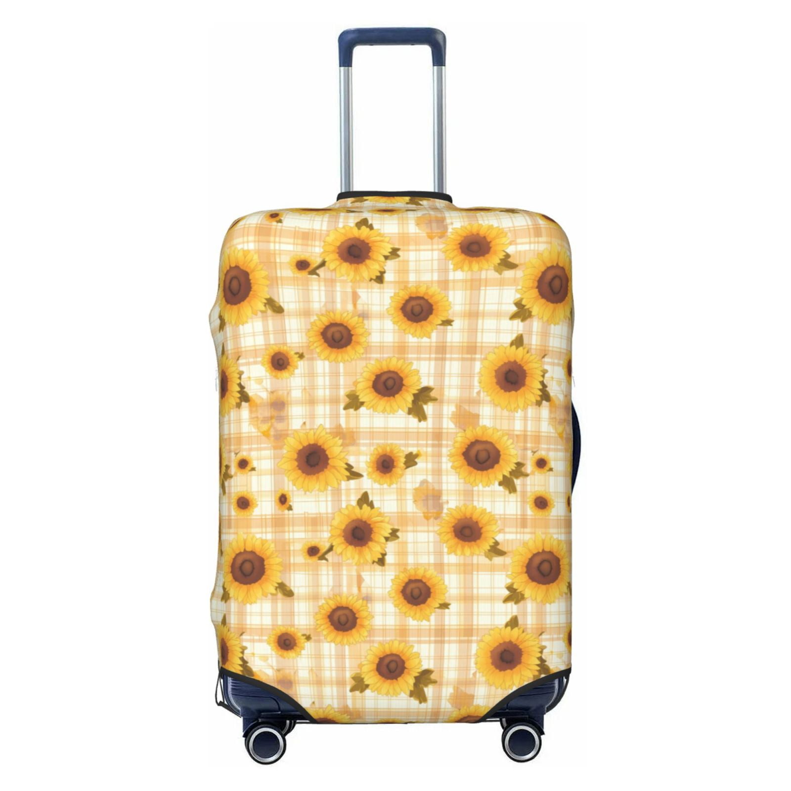 Balery Luggage Cover Coffee Plaid Sunflower Print Suitcase Covers for ...