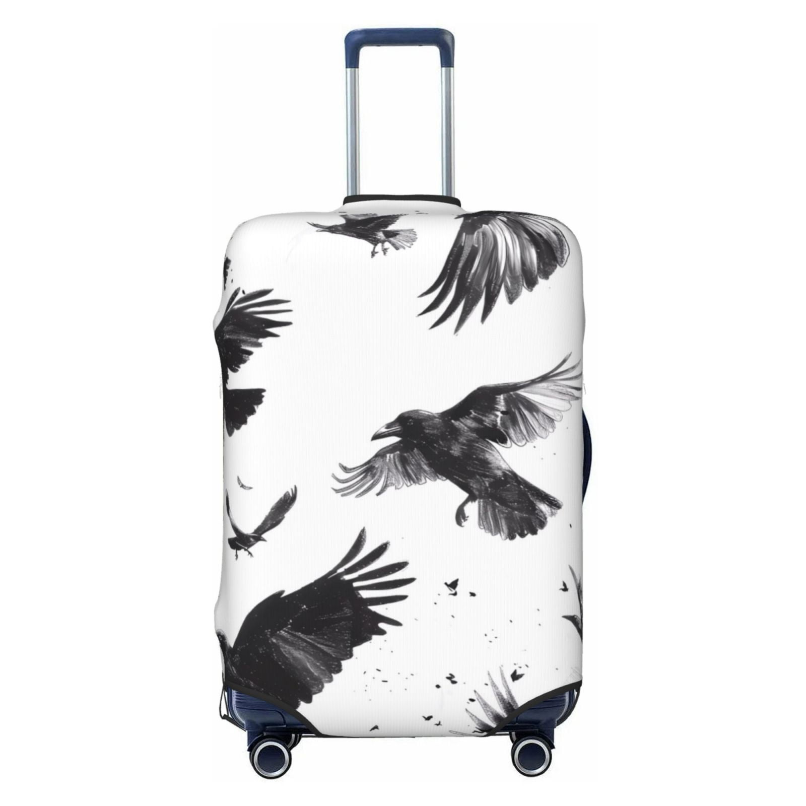 Balery Luggage Cover Monochrome Flying Ravens Print Suitcase Covers for ...