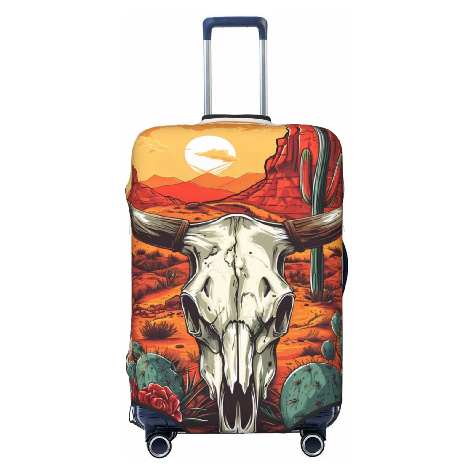 Balery Luggage Cover Western Desert Cactus Ram Skull Print Suitcase ...