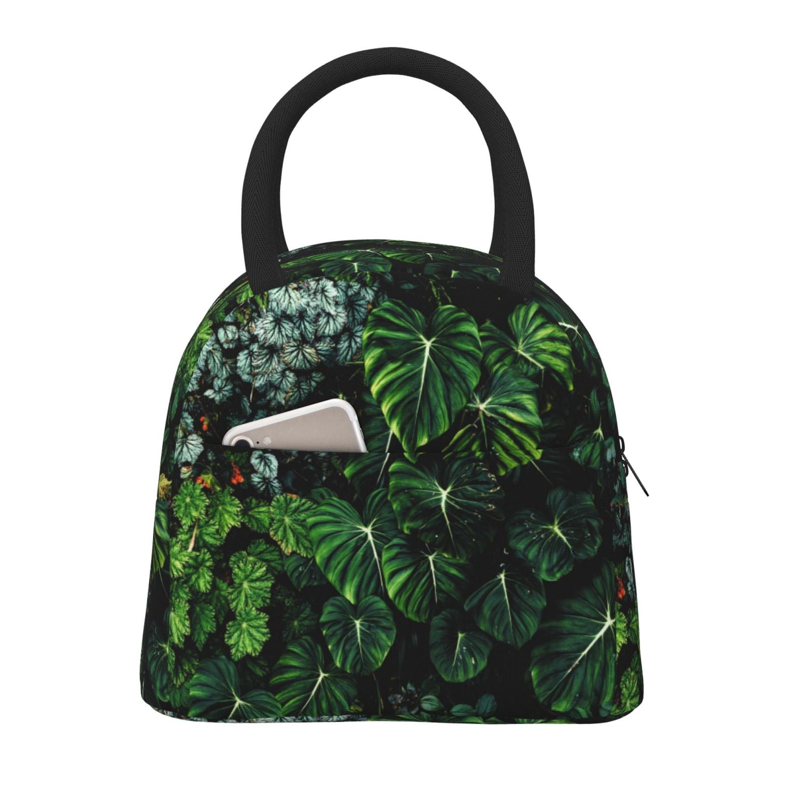 Balery Lush Foliage Green Plant Pattern Lunch Bag Women, Lunch Box ...