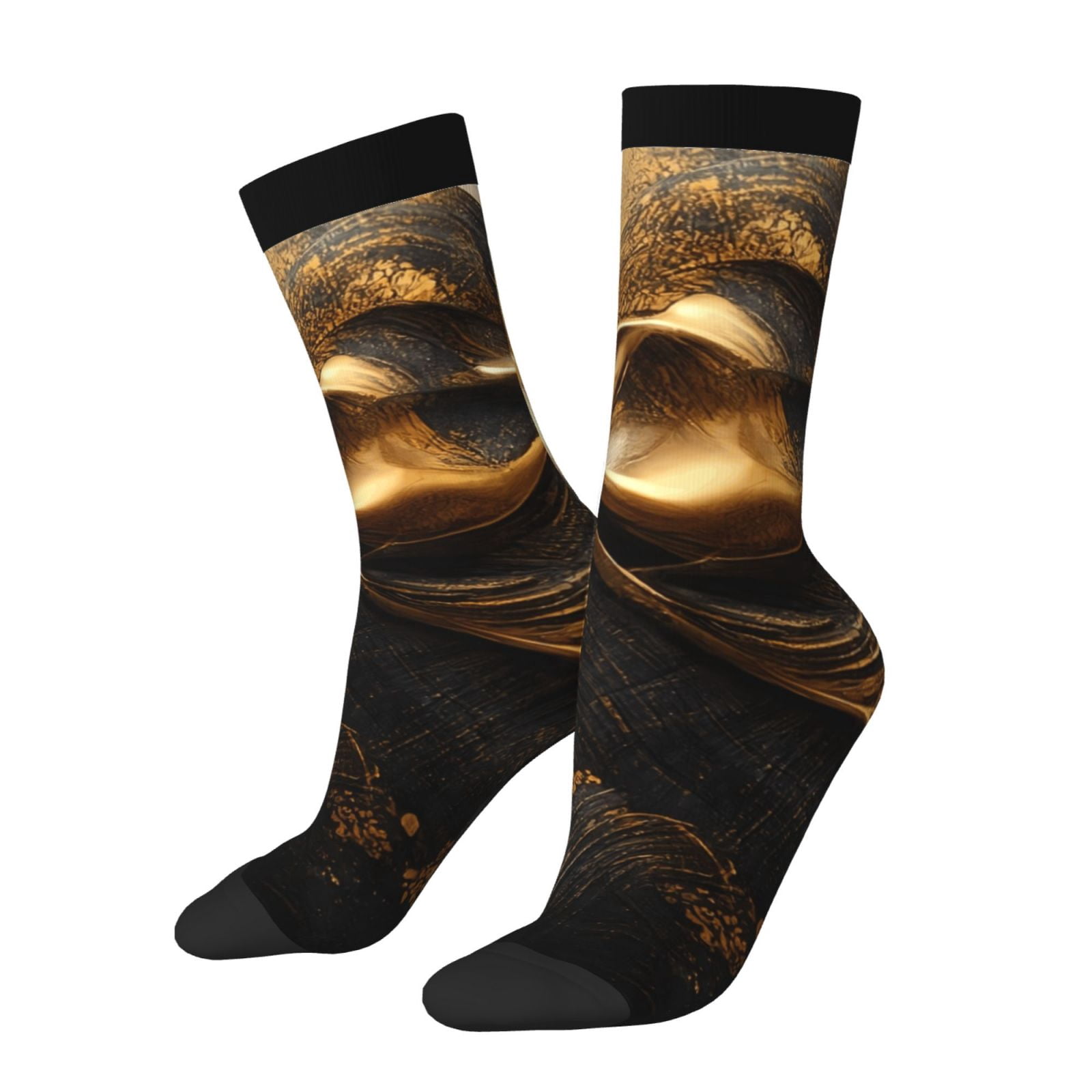 Balery Luxurious Gold Flow Pattern Crew Socks Unisex– Soft & Breathable ...