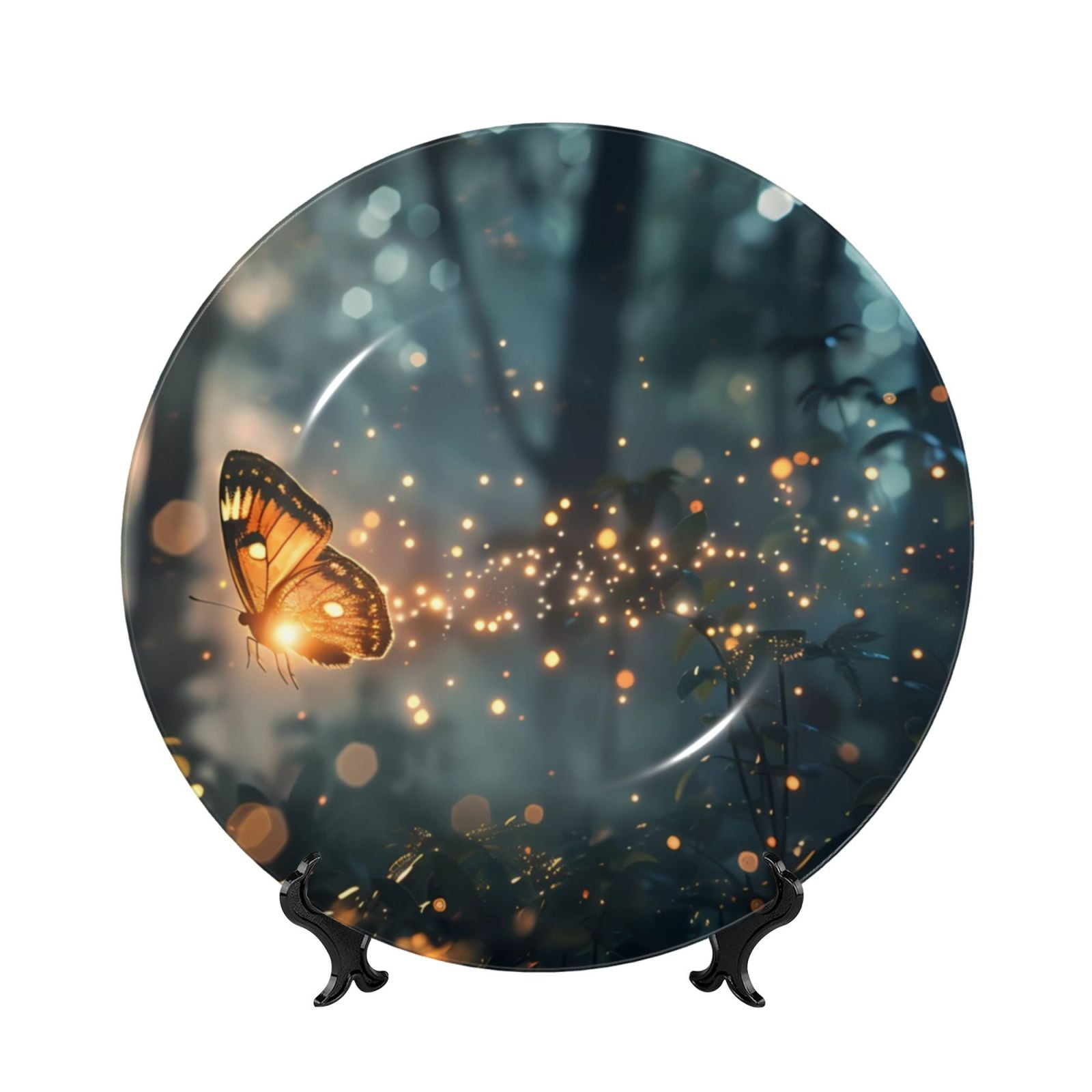 Balery Magical Butterfly In Forest Print Bone China Decorative Plate ...