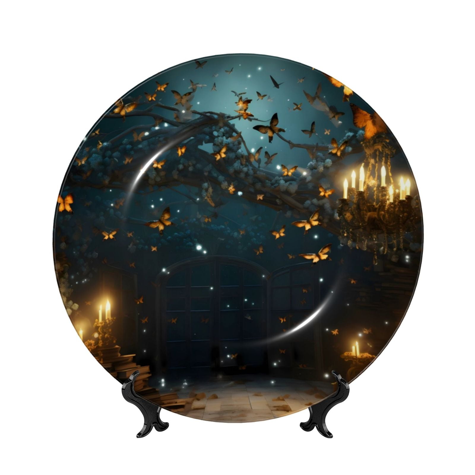 Balery Magical Library Butterfly Night Print Bone China Decorative ...