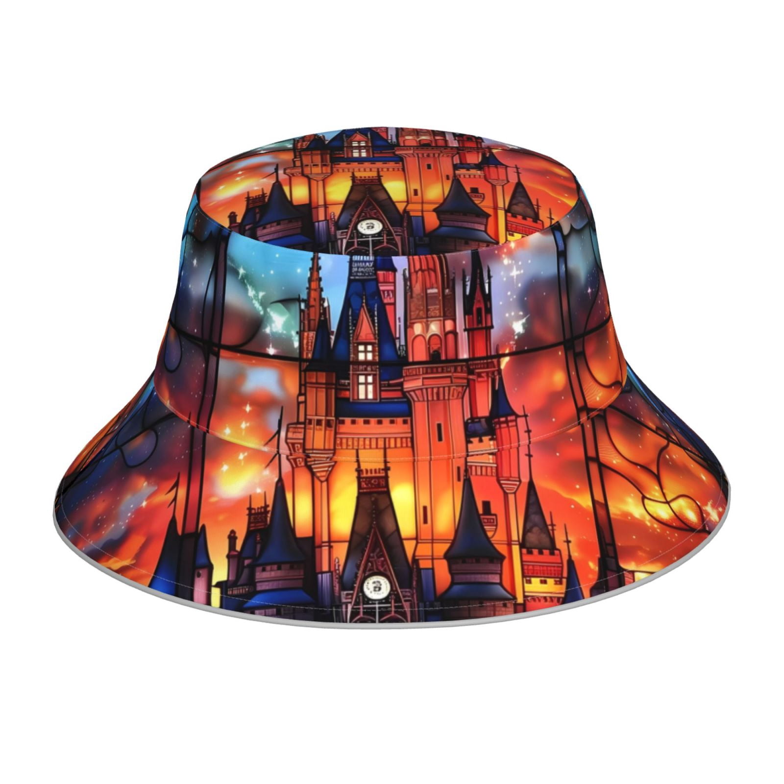Balery Magical Stained Glass Castle Sun Hats for Men Women Bucket Hat ...