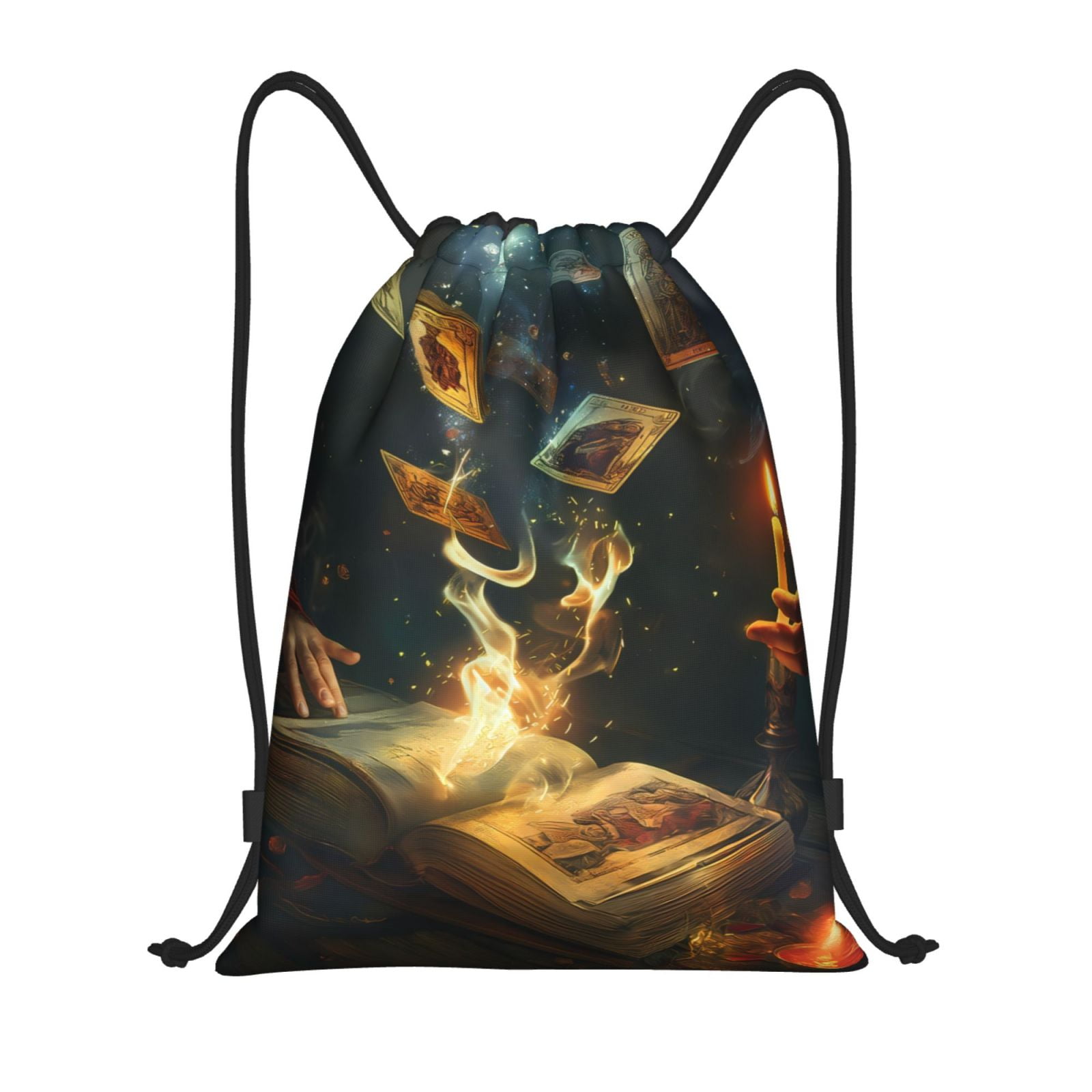 Balery Magical Tarot Reading Pattern Drawstring Backpack Bag Sport Gym ...