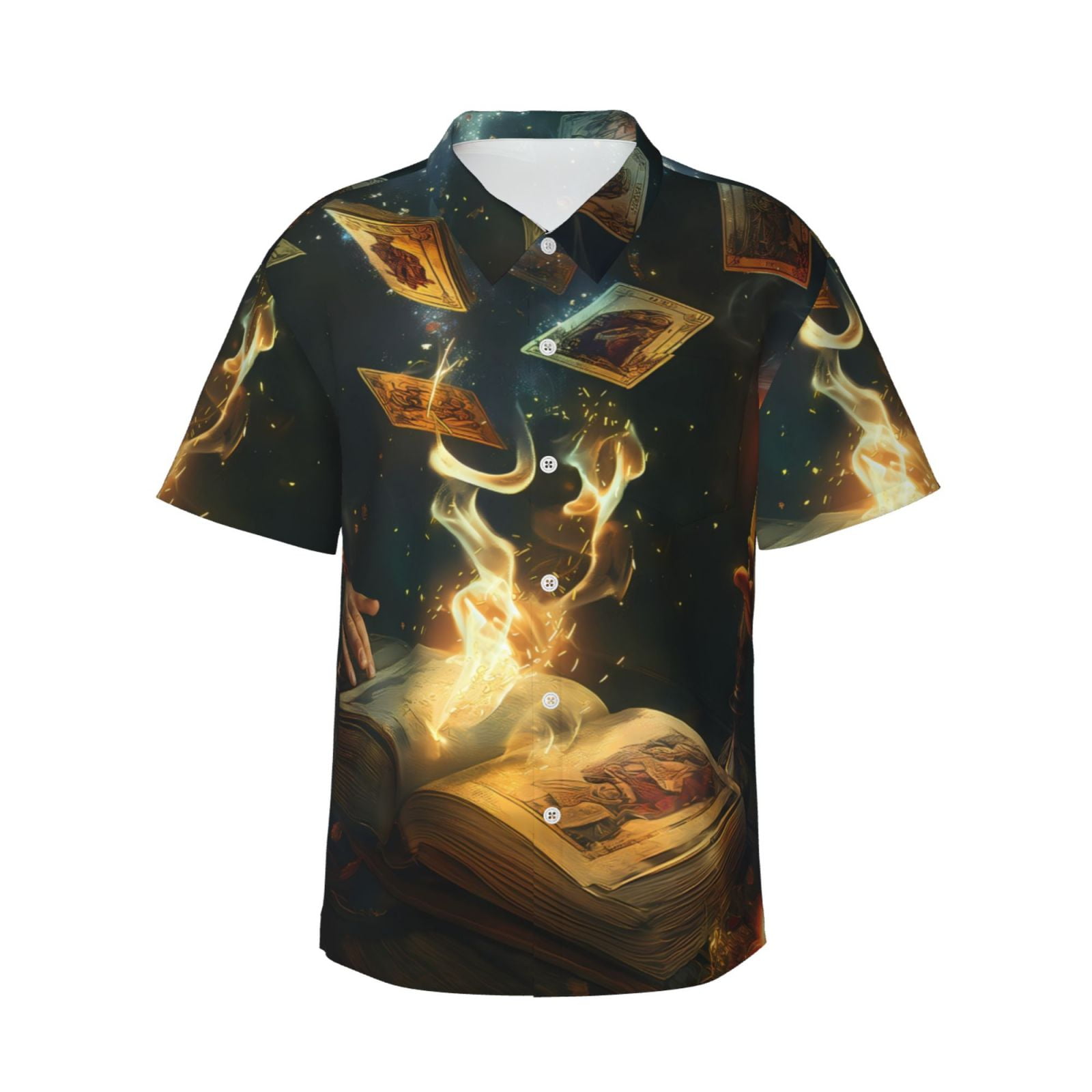 Balery Magical Tarot Reading Print Men's Hawaiian Shirts Short Sleeve ...