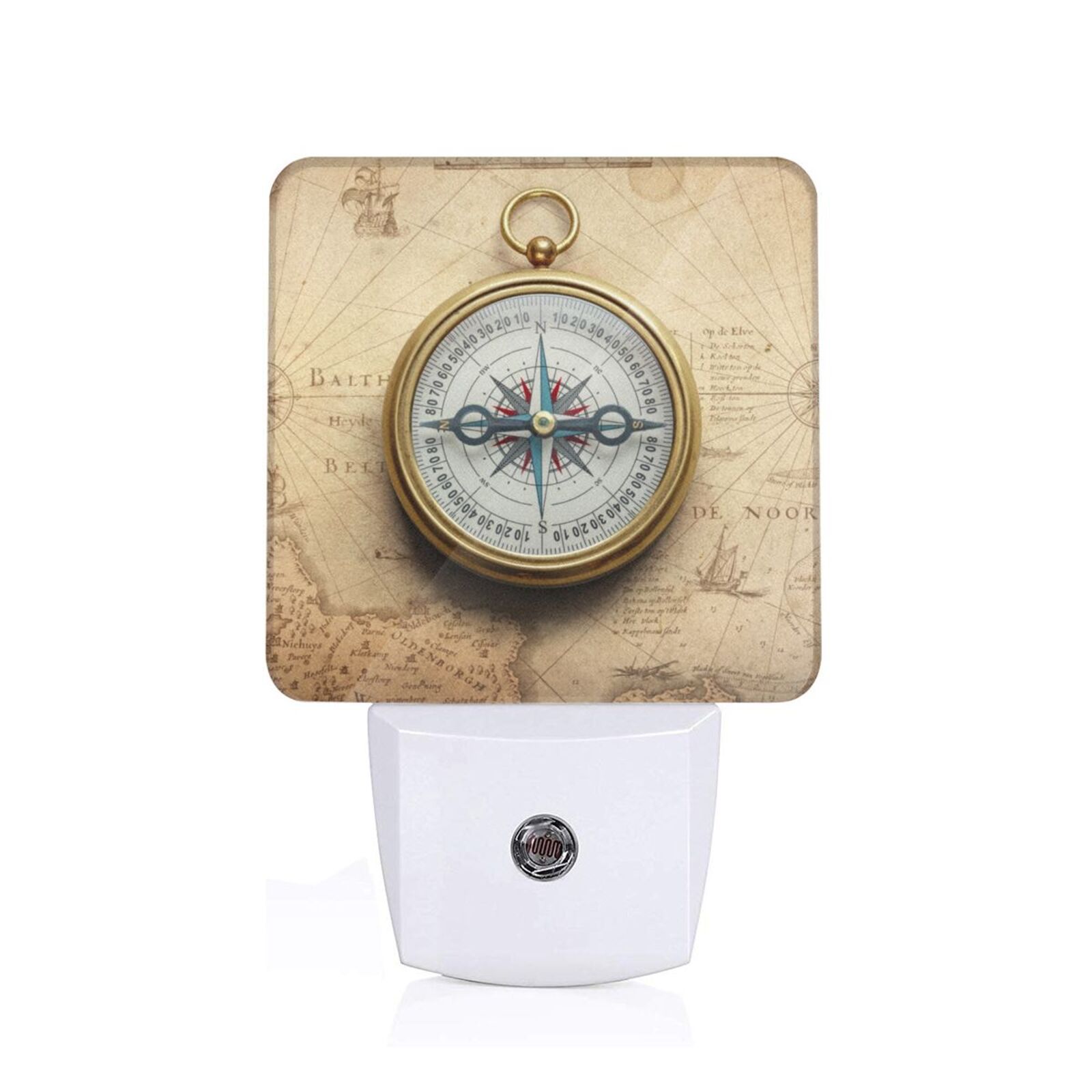 Balery Magnetic Old Compass On World Map Pattern LED Night Light with ...