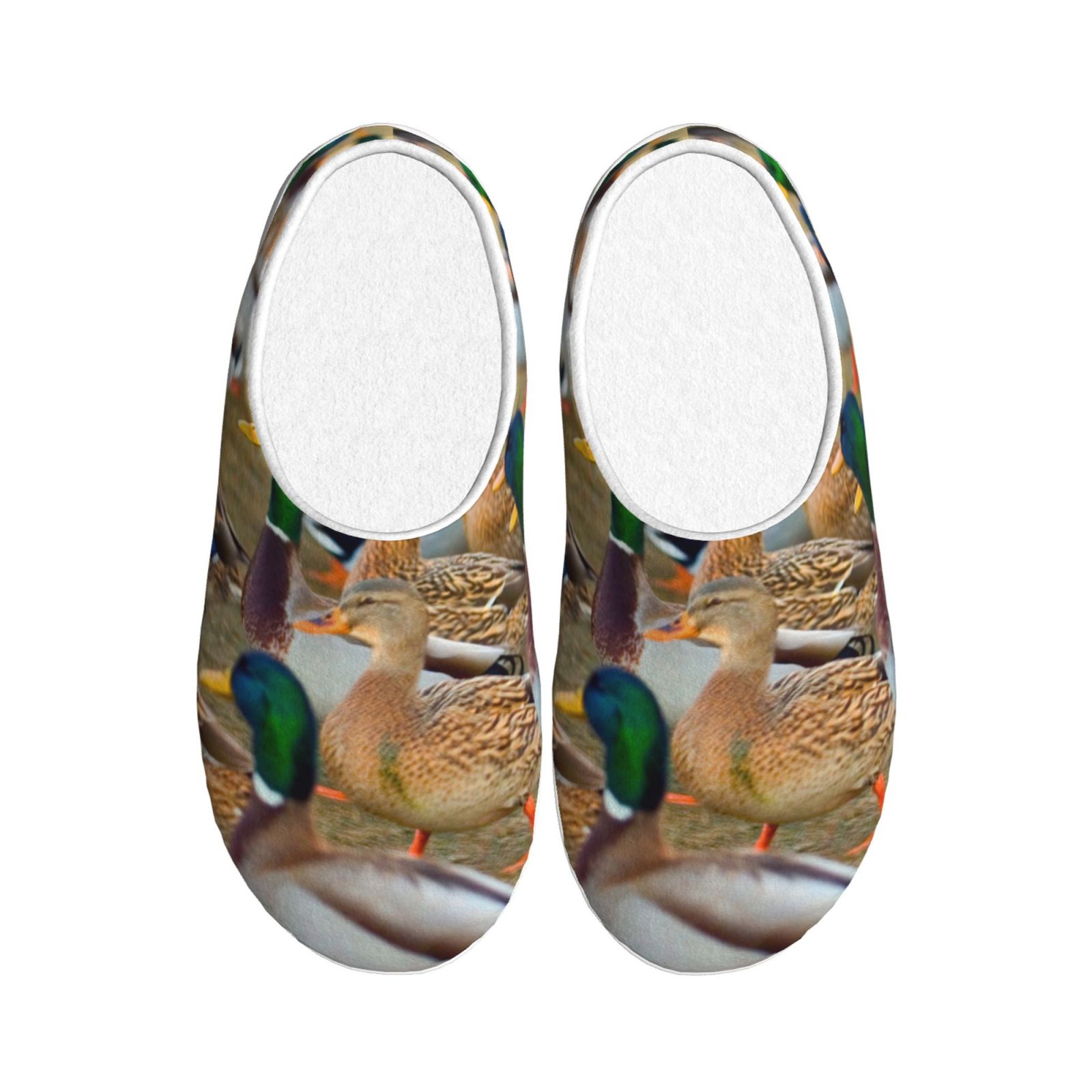 Balery Mallard Ducks Pattern Women's Fuzzy Memory Foam Slippers Fluffy ...
