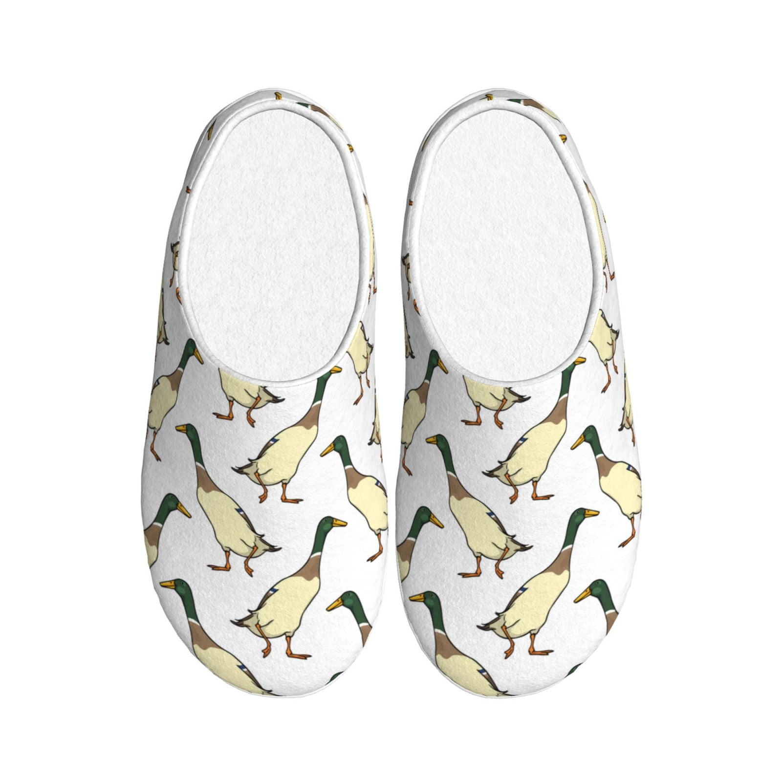 Balery Mallard Ducks Pattern Women's Fuzzy Memory Foam Slippers Fluffy ...