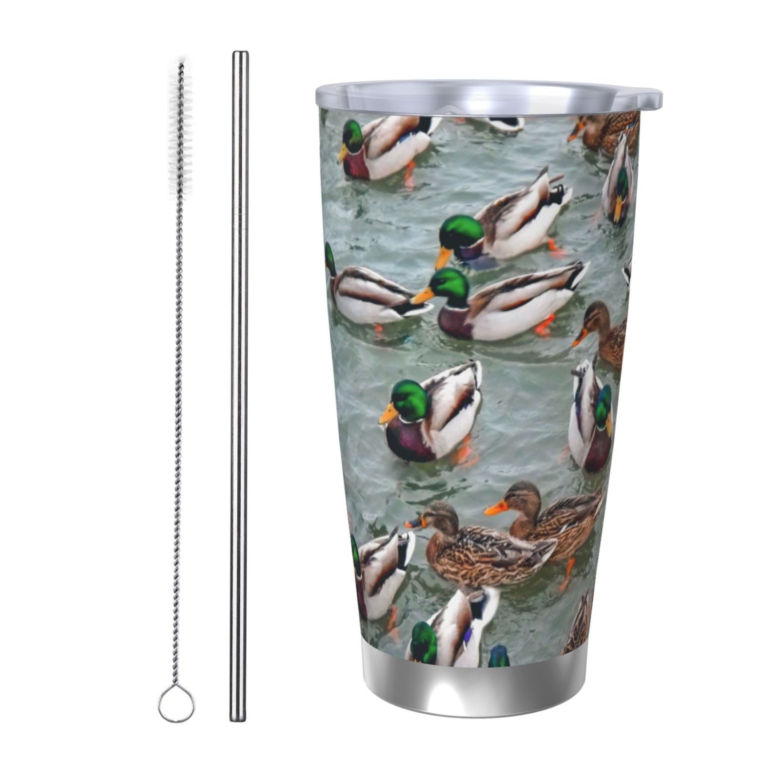 Balery Mallard Ducks Swimming Pattern 20oz Insulated Car Cup with Dual ...