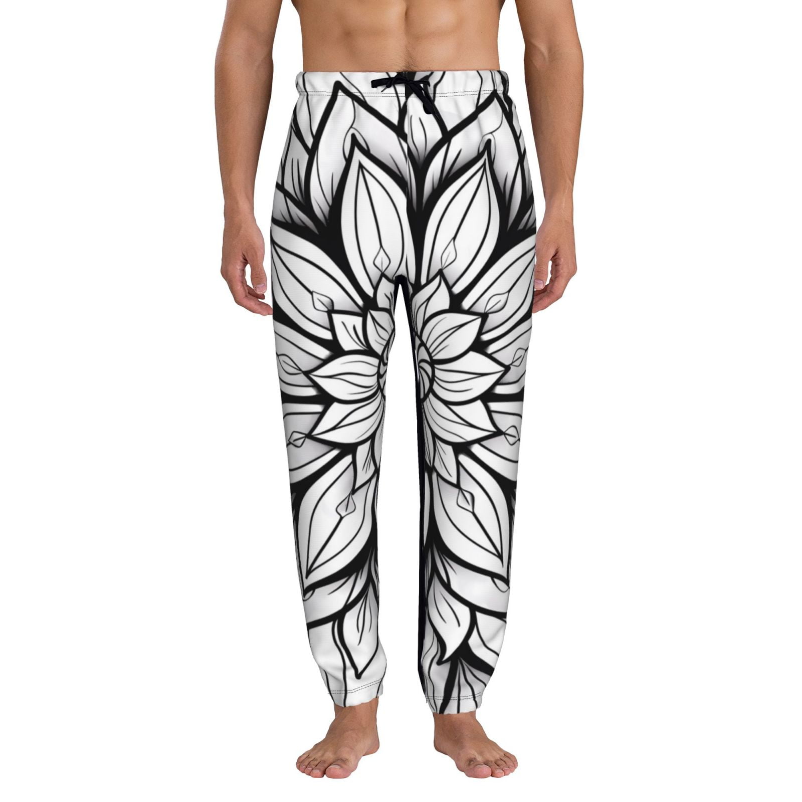 Balery Mandala Floral Line Art Pattern Joggers for Men Athletic Workout ...