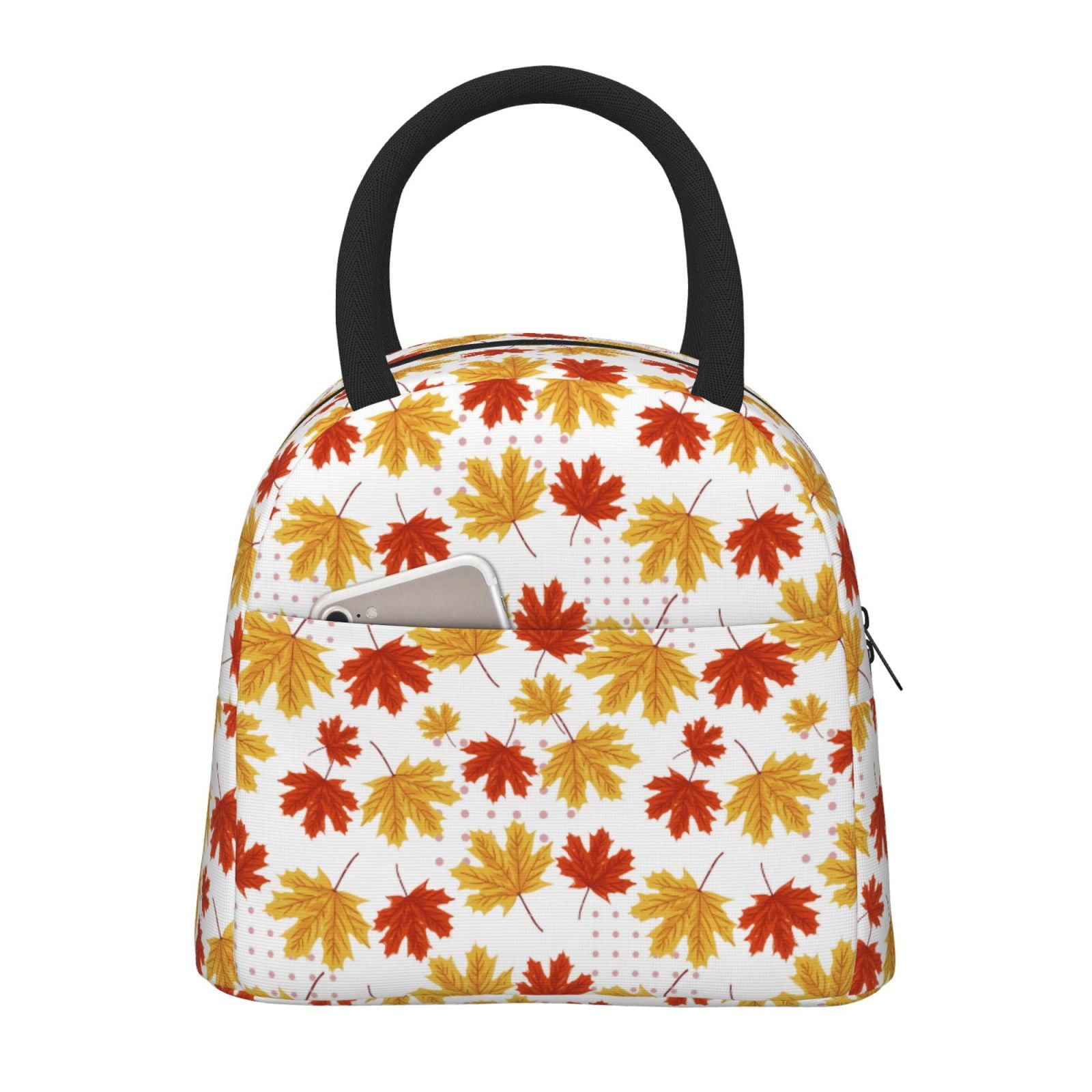 Balery Maple Leaf Pattern Lunch Bag Women, Lunch Box, Lunch Bag, Small ...