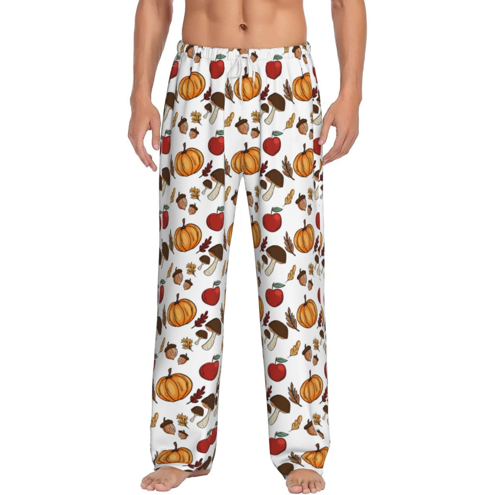 Balery Maple leaf nut Mushroom print Men's Pajama Pants,Ultra ...