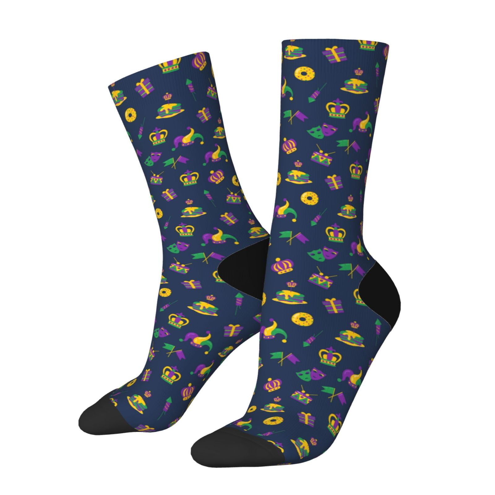 Balery Mardi Gras Carnival Pattern Crew Socks Unisex– Soft & Breathable ...