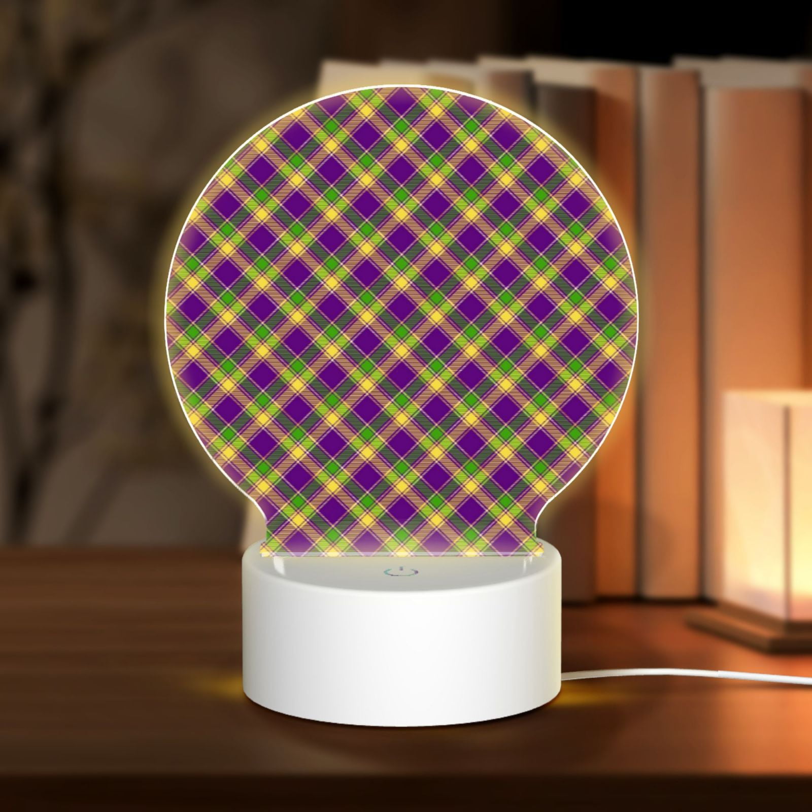 Balery Mardi Gras Plaid Pattern Acrylic Night Light Gift with 3 Color ...