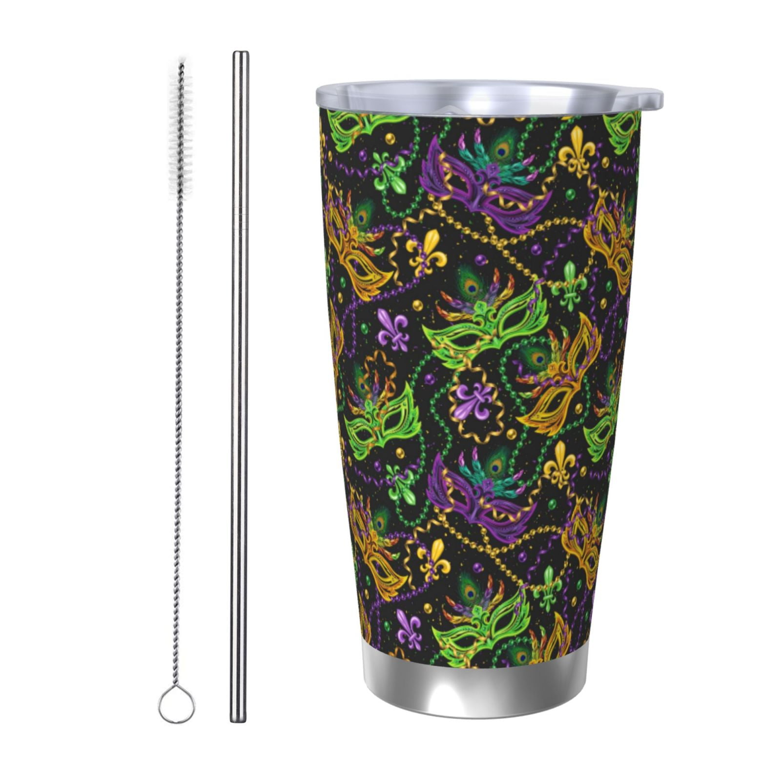 Balery Mardi Gras Surface Pattern 20oz Insulated Car Cup with Dual ...
