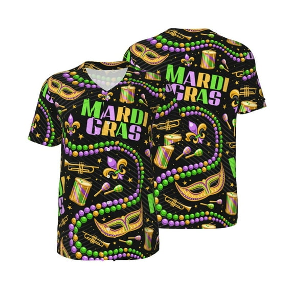 Balery Mardi Gras3 Baseball Jersey for Men Casual Button Down Shirts ...
