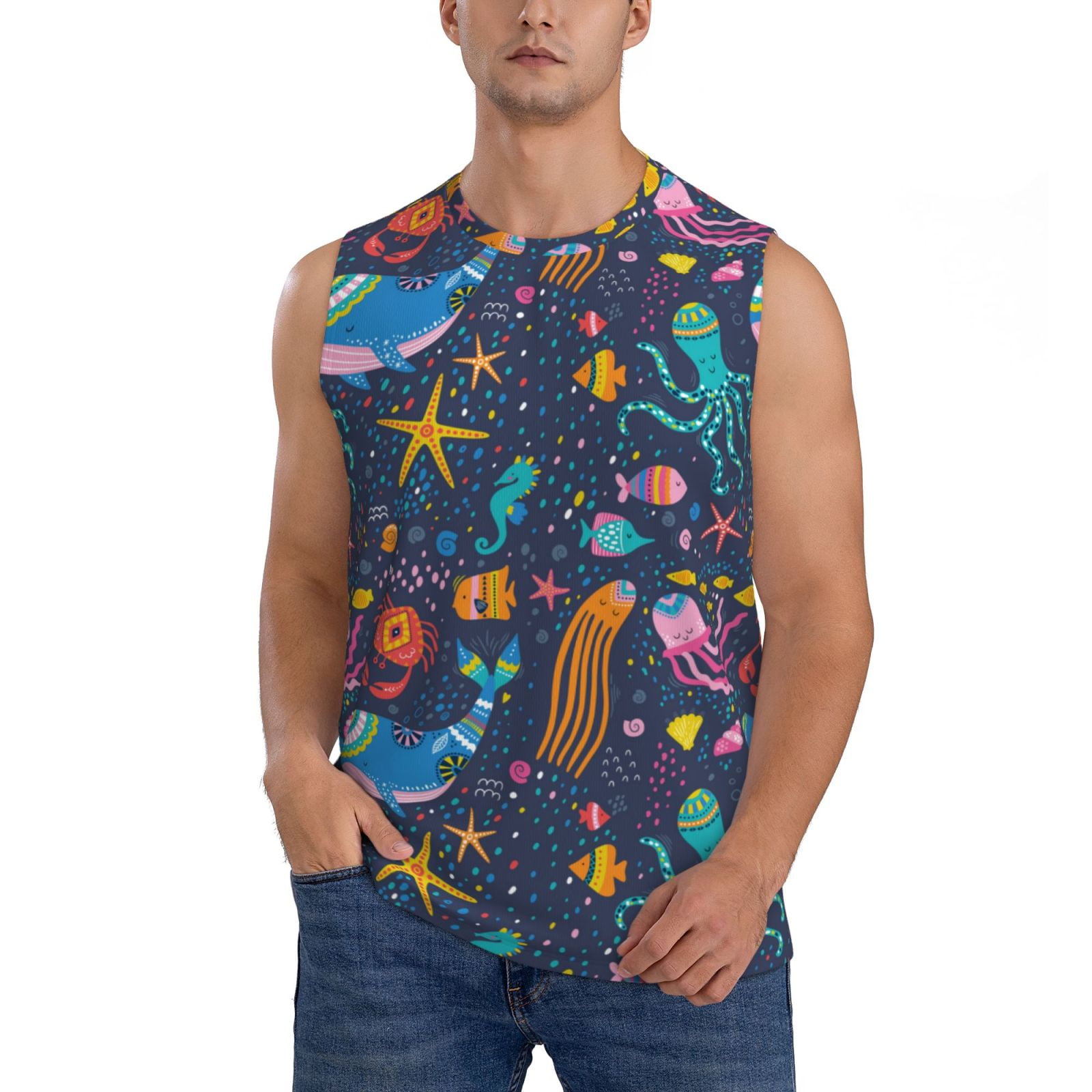 Balery Marine Inhabitants Men's Sleeveless Muscle Shirts Workout Tank ...