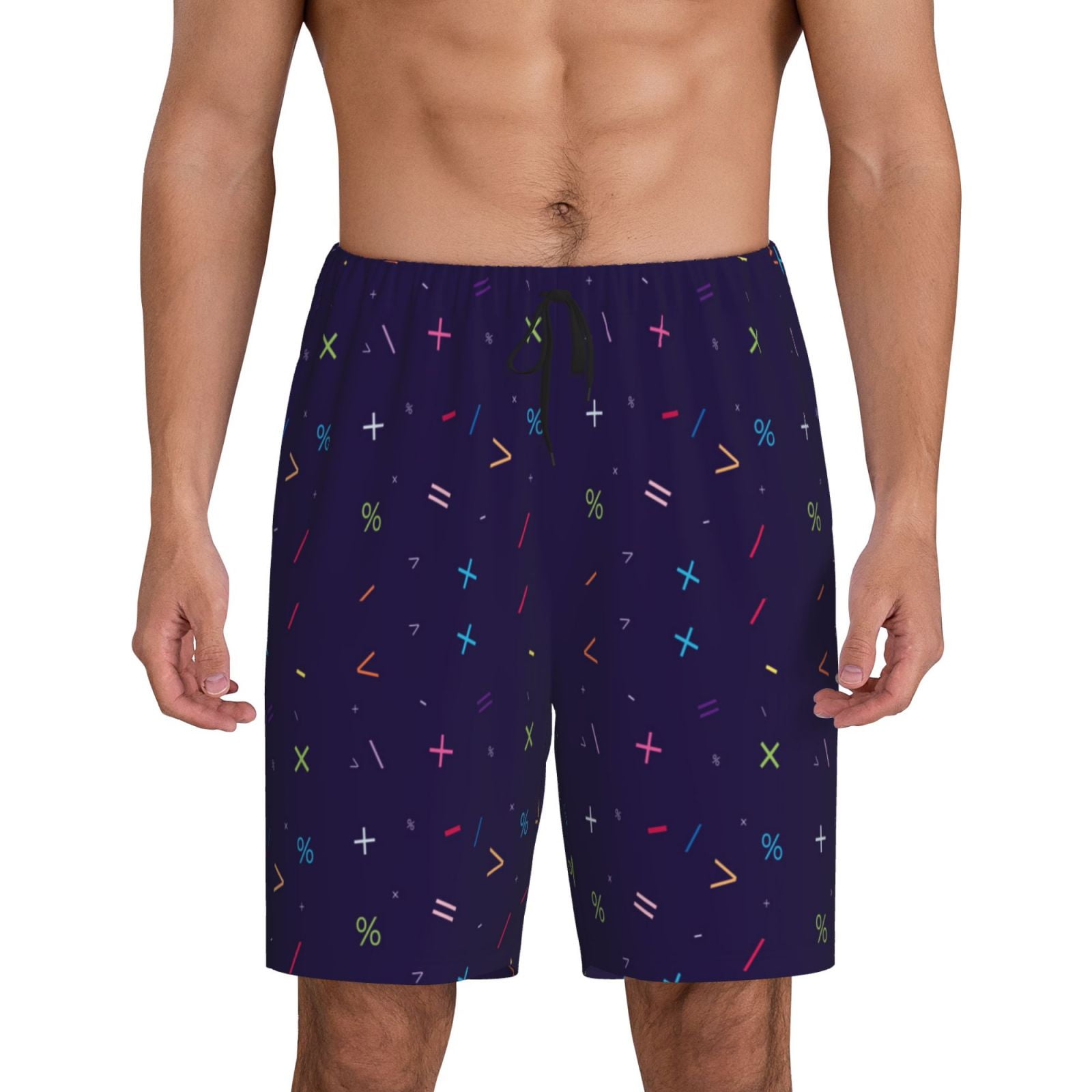 Balery Mathematical Symbols Men's Cotton Knit Pajama Shorts Waistband ...