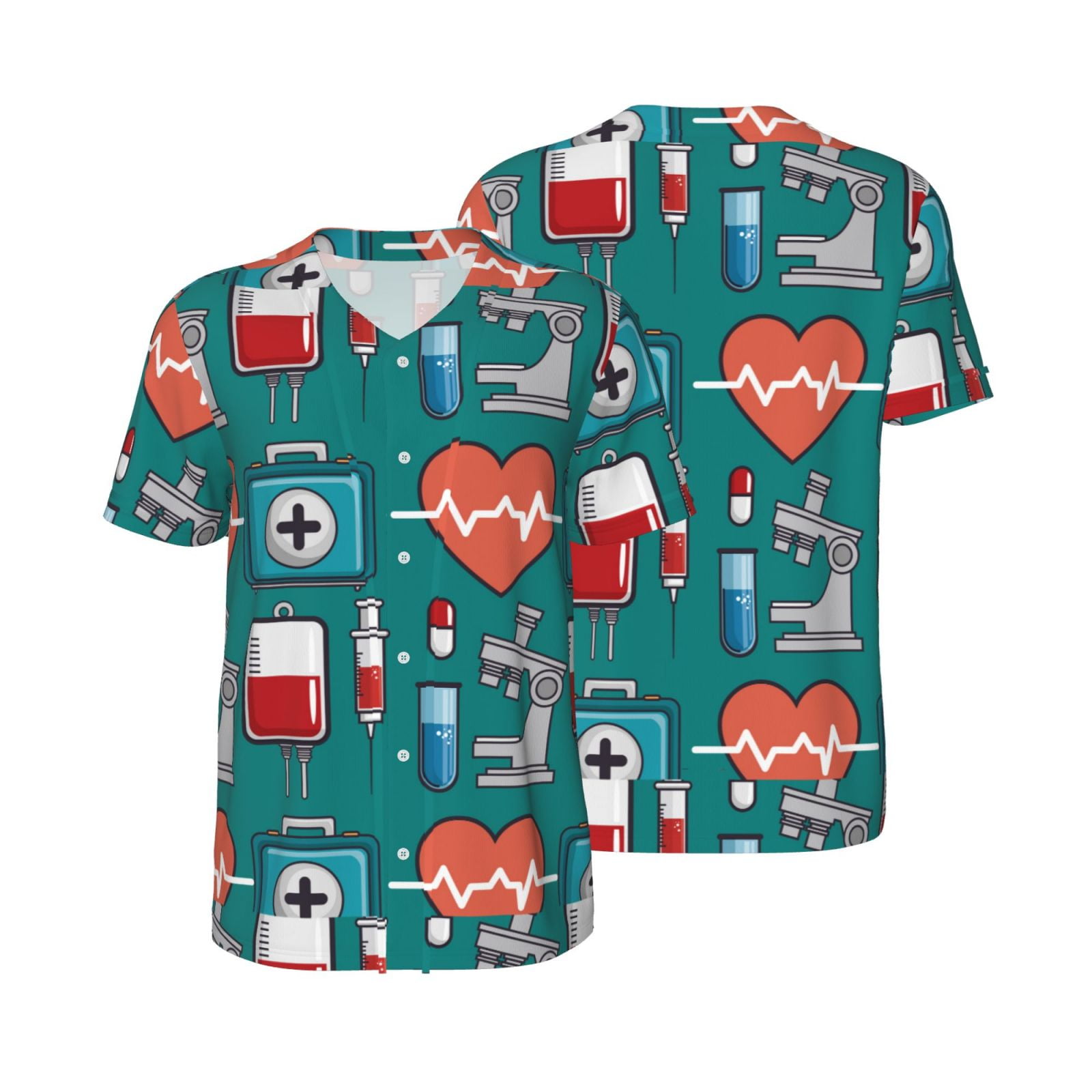 Balery Medical Elements Baseball Jersey for Men Casual Button Down ...