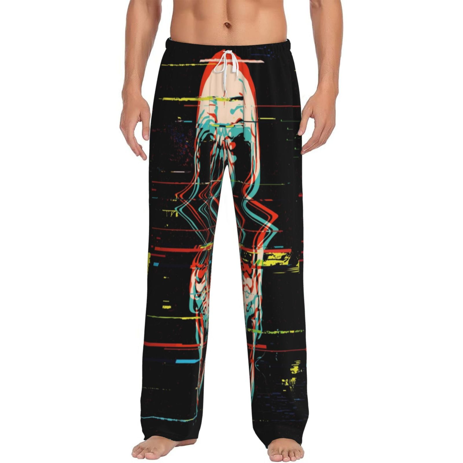 Balery Men'S Glitch Screaming Skull Pants,Sleepwear Pants,Pajama Pants ...