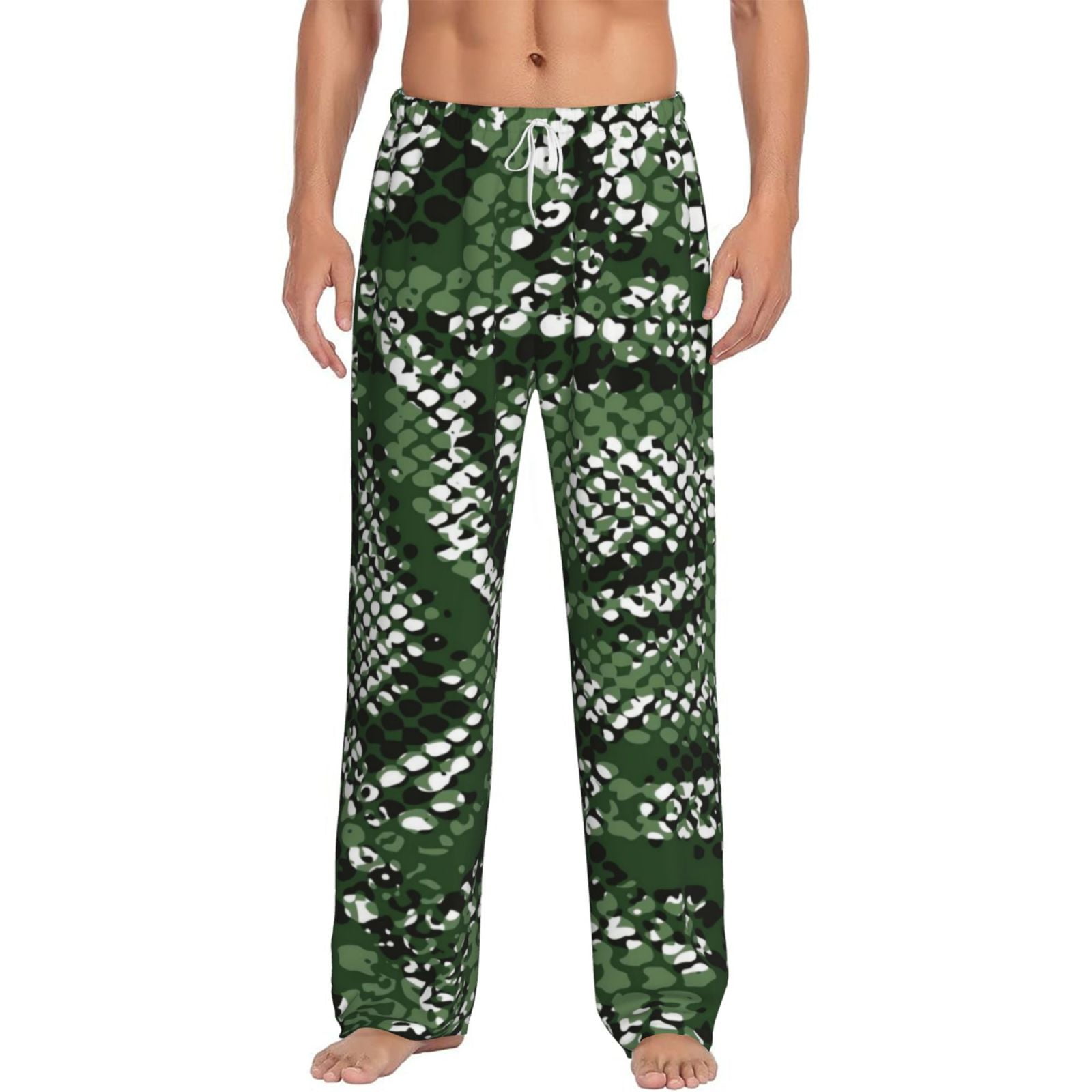 Balery Men'S Green Snakeskin Pants,Sleepwear Pants,Pajama Pants,Pj ...