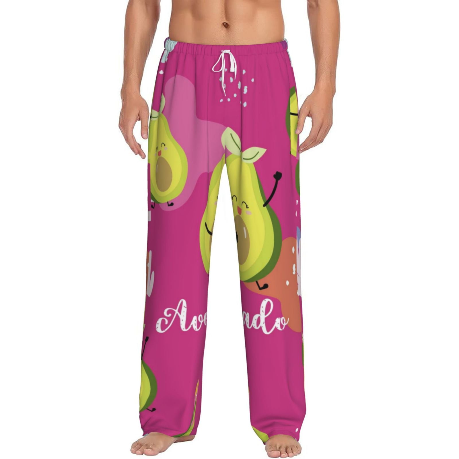 Balery Men'S Pink Green Avocado Pants,Sleepwear Pants,Pajama Pants,Pj ...