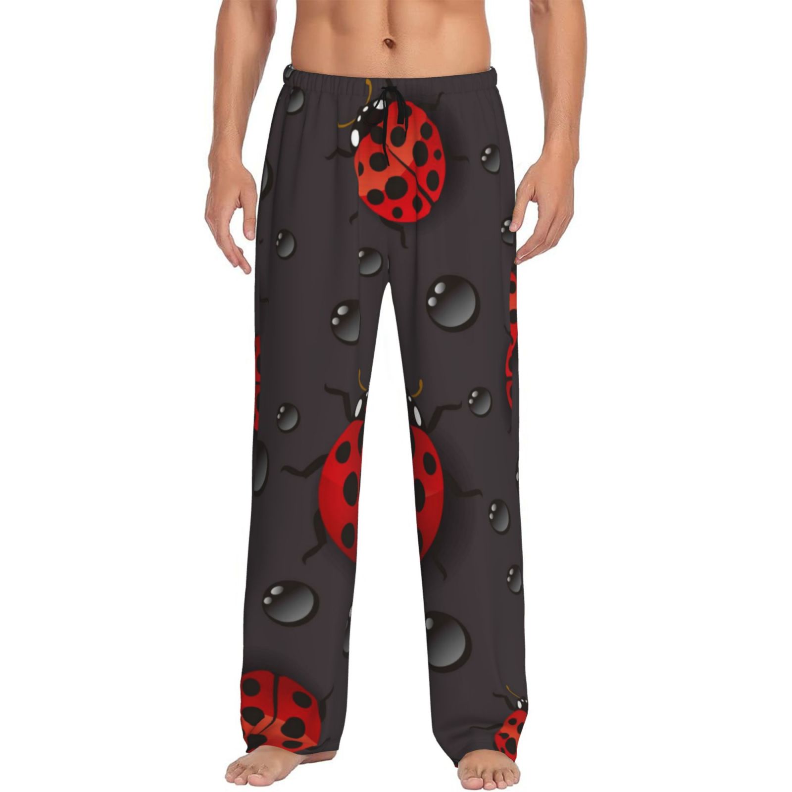 Balery Men'S Red Ladybugs Pants,Sleepwear Pants,Pajama Pants,Pj Bottoms ...
