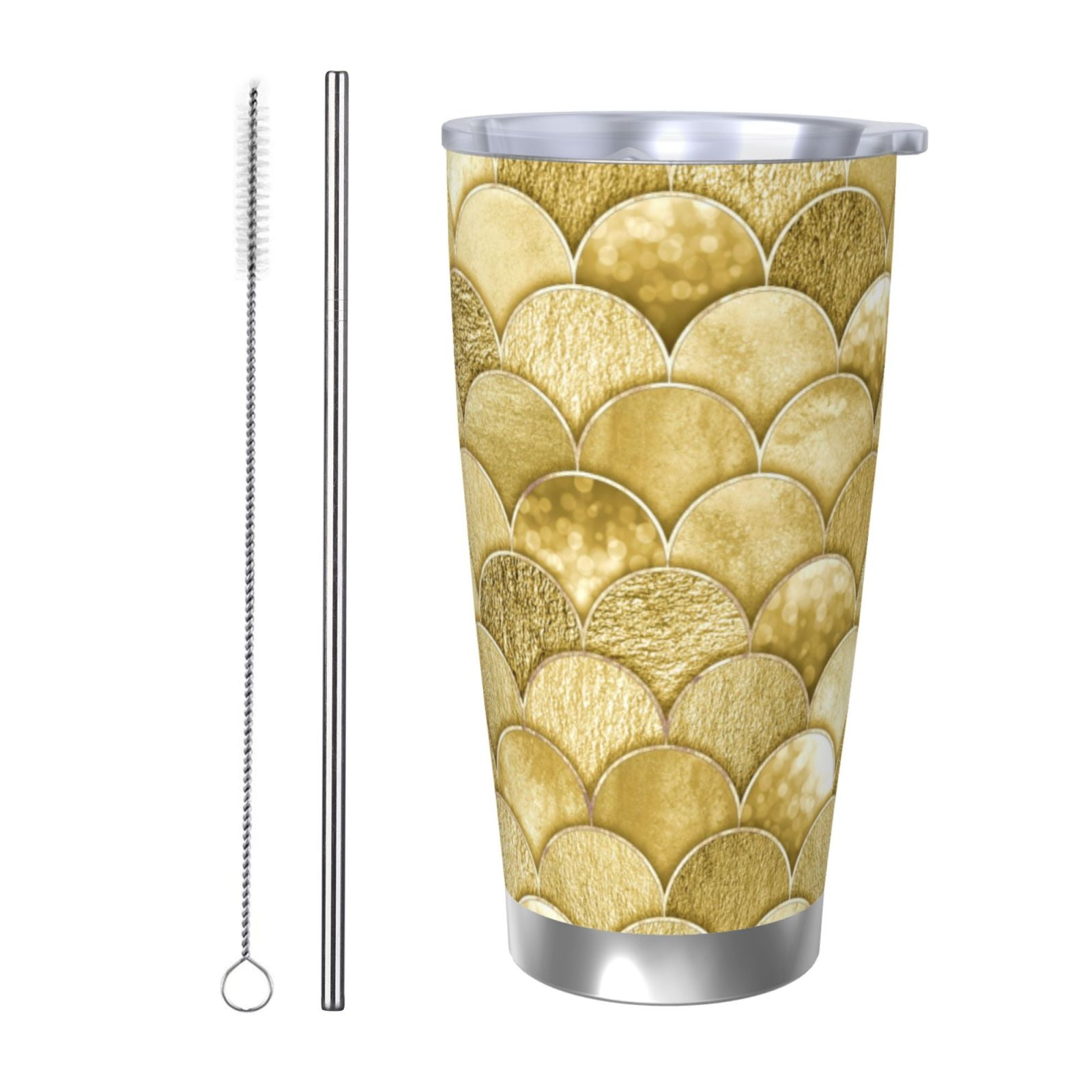 Balery Mermaid Fish Scale Pattern 20oz Insulated Car Cup with Dual ...