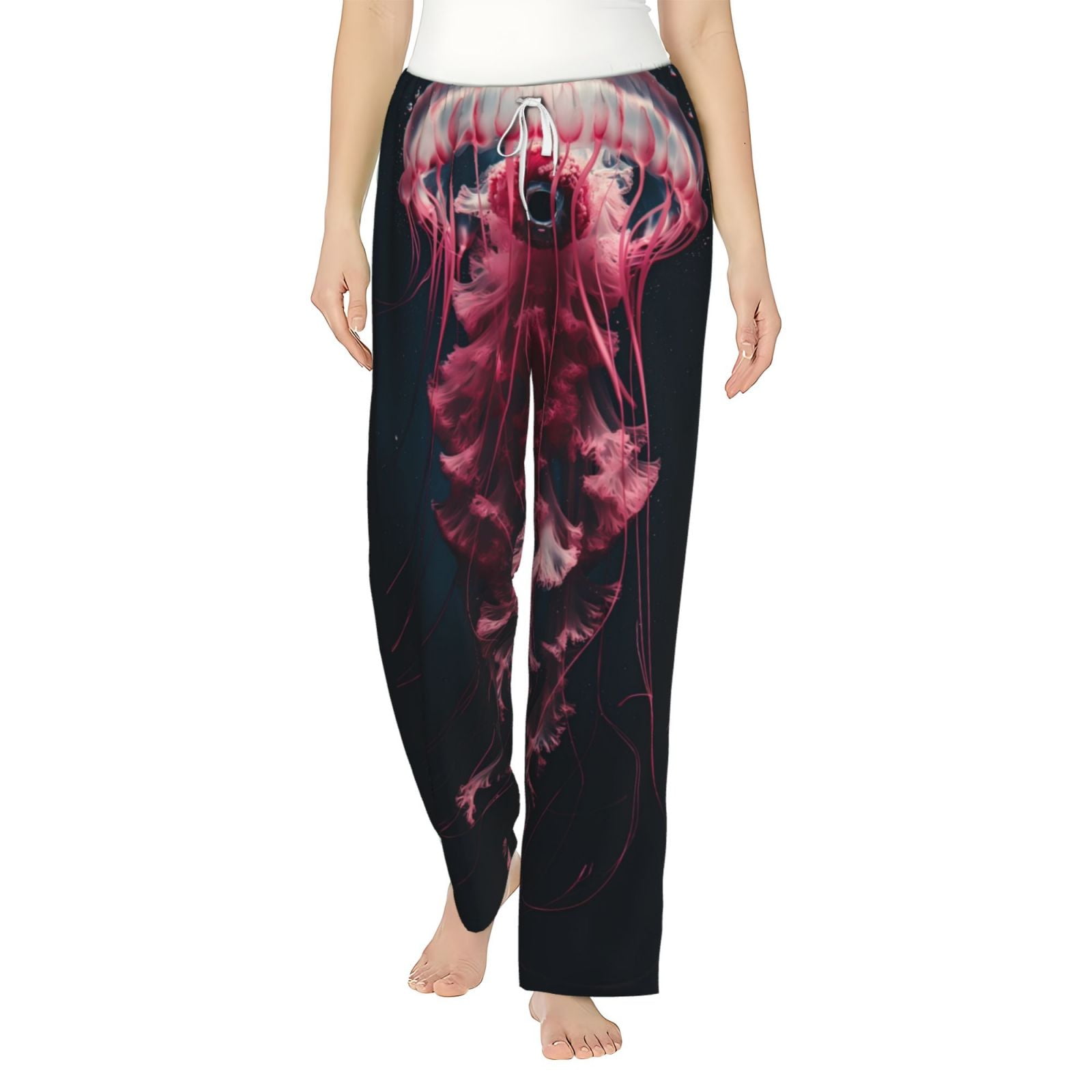 Balery Mesmerizing Pink Jellyfish print Women's Pajama Pants,Ultra ...