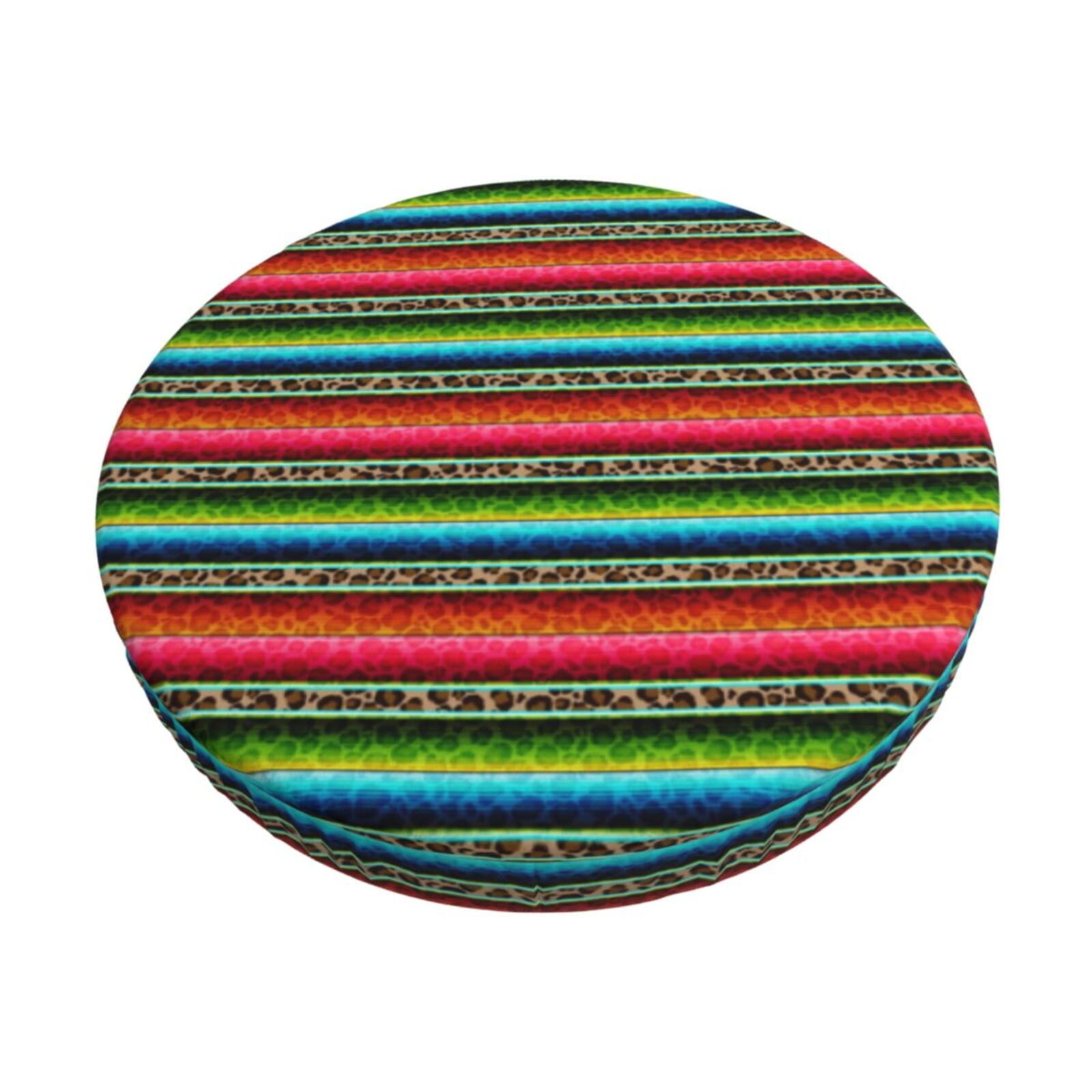 Balery Mexican Leopard Serape Blanket Stripes Pattern Round Bar Stool ...