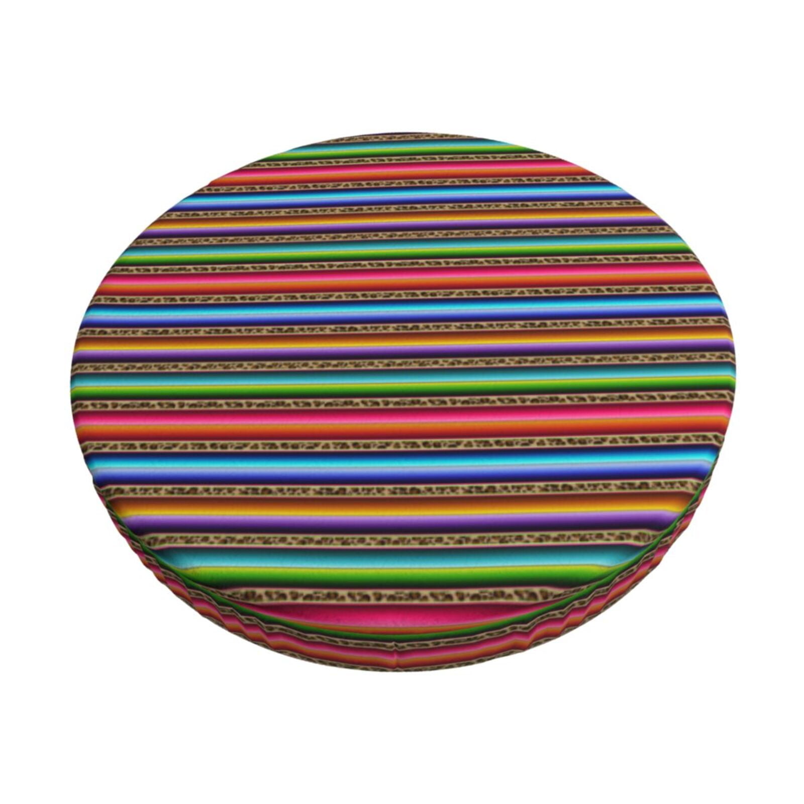 Balery Mexican Leopard Serape Blanket Stripes Pattern Round Bar Stool ...