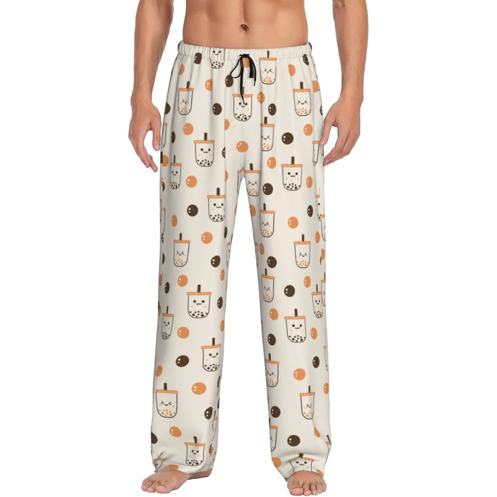 Balery Milk Tea print Men's Pajama Pants,Ultra Lightweight Pjs,Lounge ...